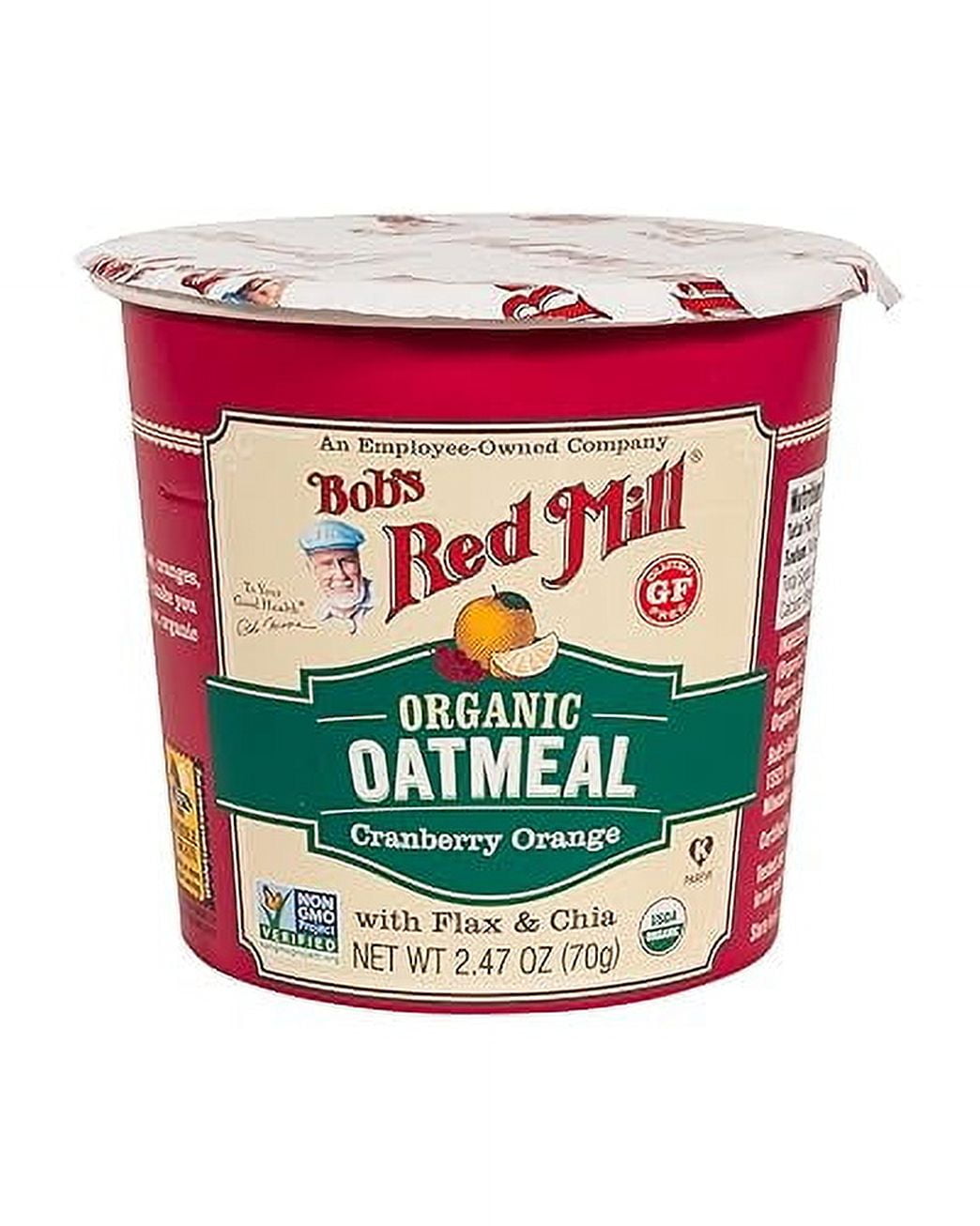 Bob's Red Mill Organic Gluten Free Oatmeal Cup, Cranberry Orange, 2.47 ...
