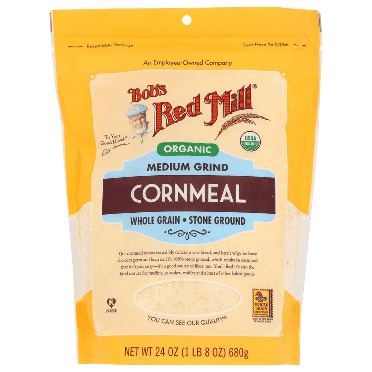 Bob's Red Mill Organic Stone Ground Medium Grind Cornmeal, 24 oz Pkg ...