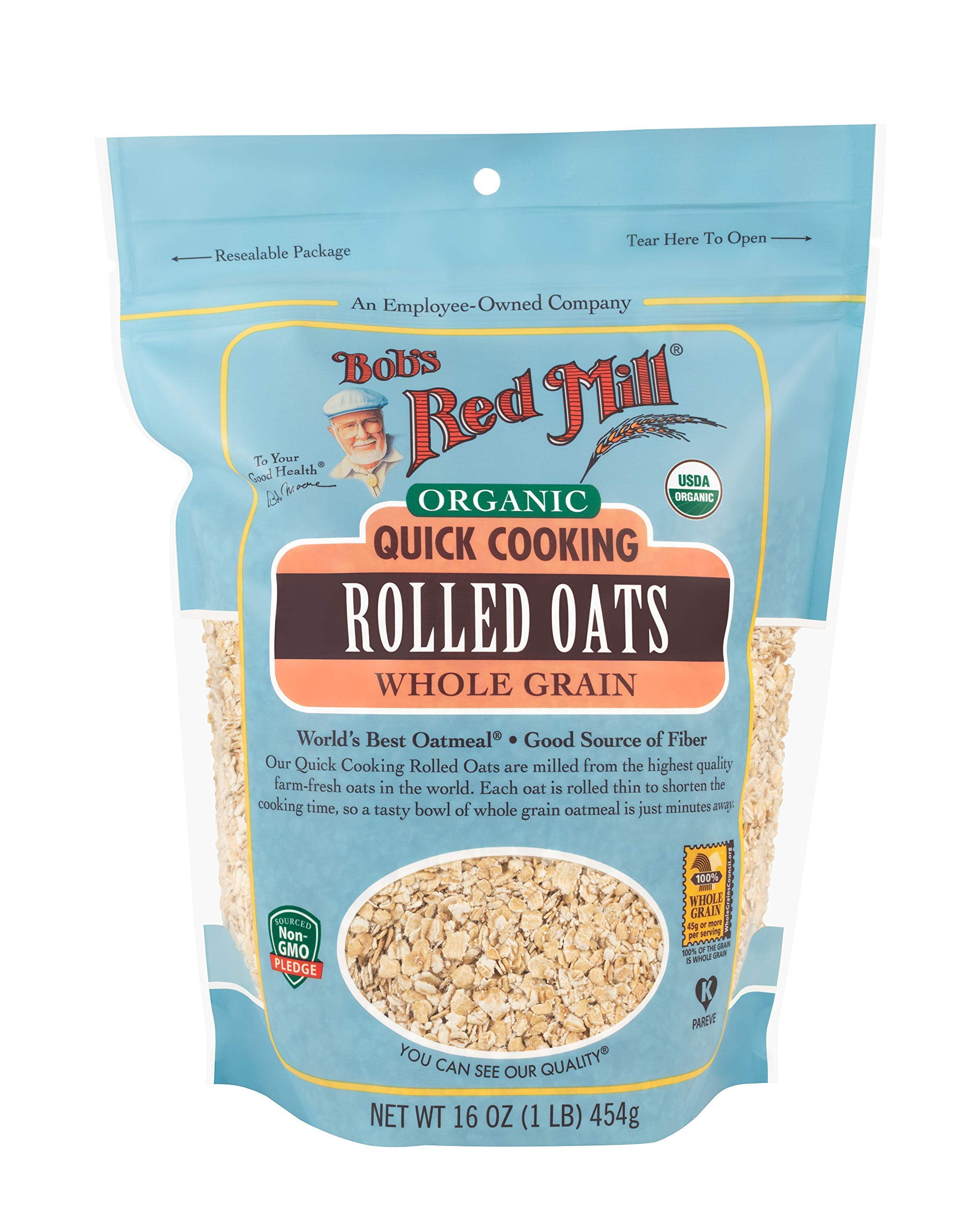 Bob's Red Mill Organic OIF8 Quick Cooking Rolled Oats 1 lb (Pack of 3 ...