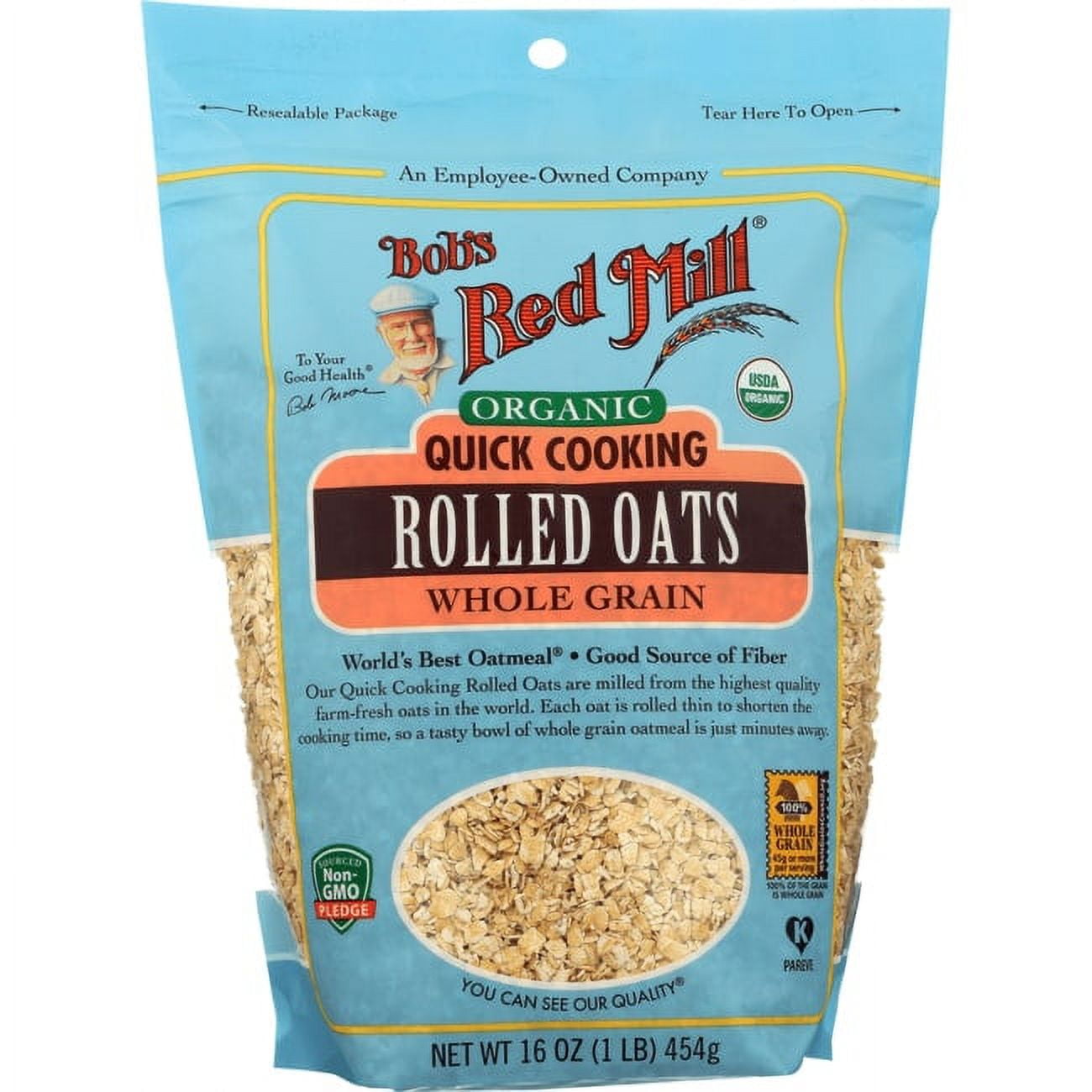 Bob's Red Mill Organic Whole Grain Quick Cooking Rolled Oats, 16 oz ...