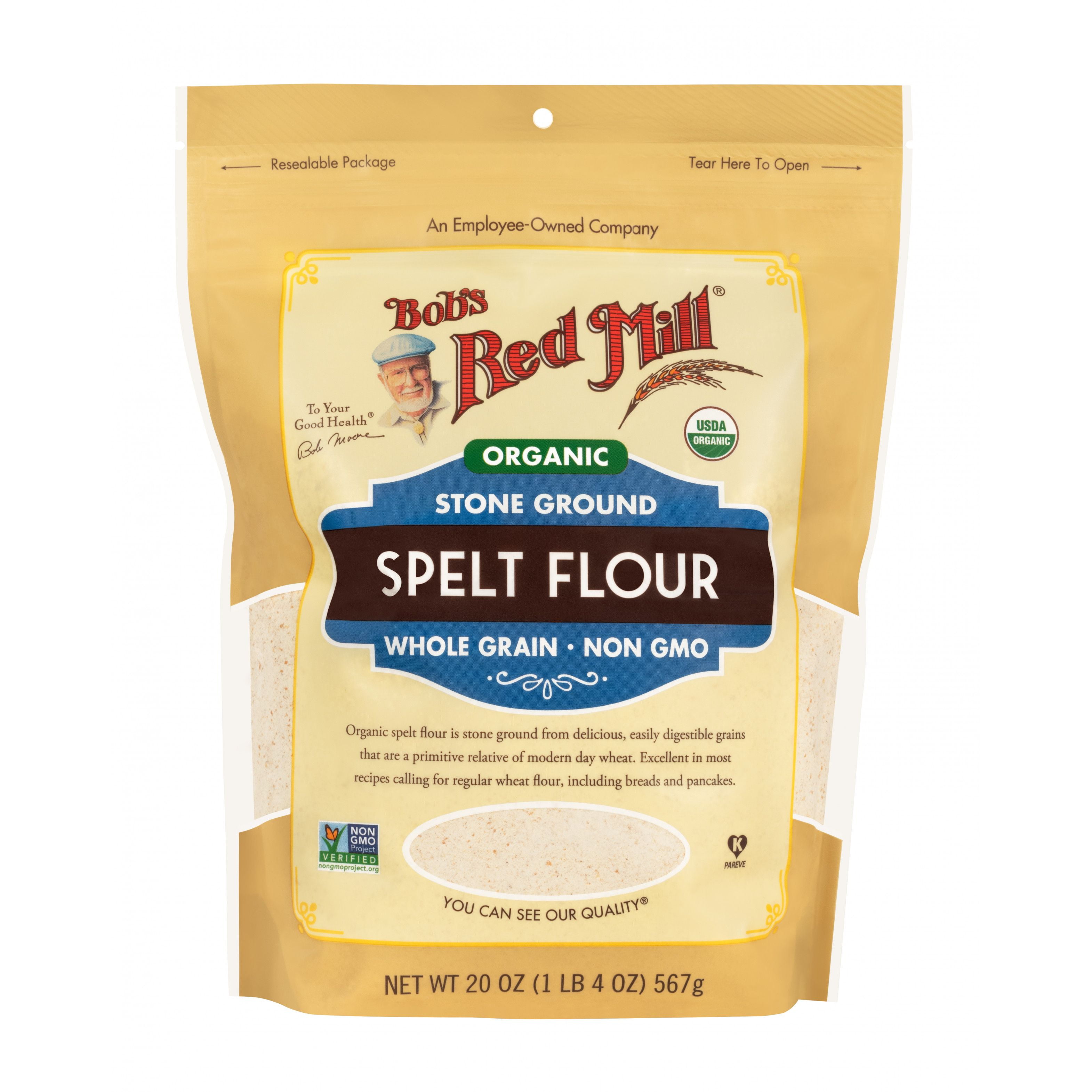 Bob's Red Mill Organic Whole Grain Spelt Flour, 20 oz - Walmart.com