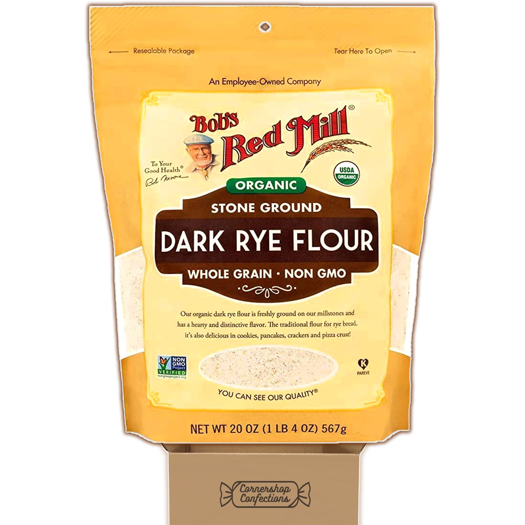 Bob's Red Mill Organic Stone Ground Dark Rye Flour 20 oz Resealable Bag ...