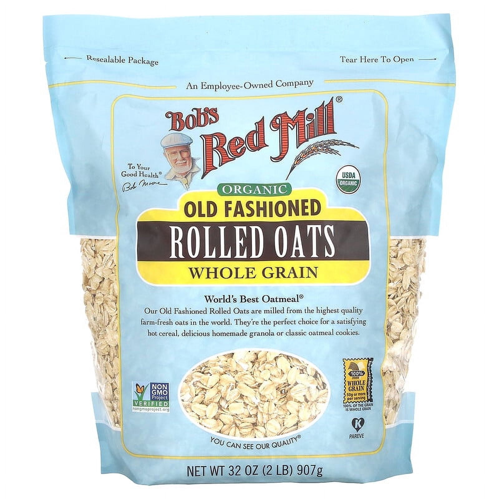 Bob's Red Mill Organic Whole Grain Rolled Oats Old Fashioned 32 oz Pack ...