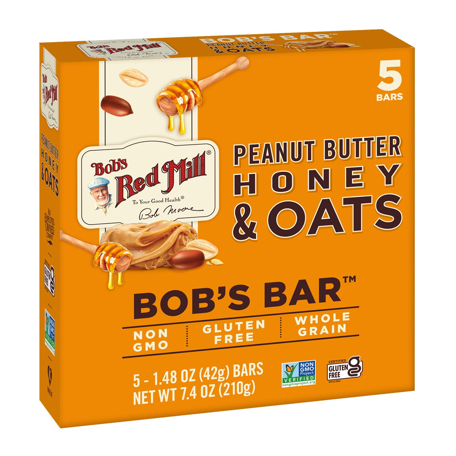 Bob's Red Mill Peanut STF9 Butter Honey & Oats Snack Bar - 5 Bars (Pack ...