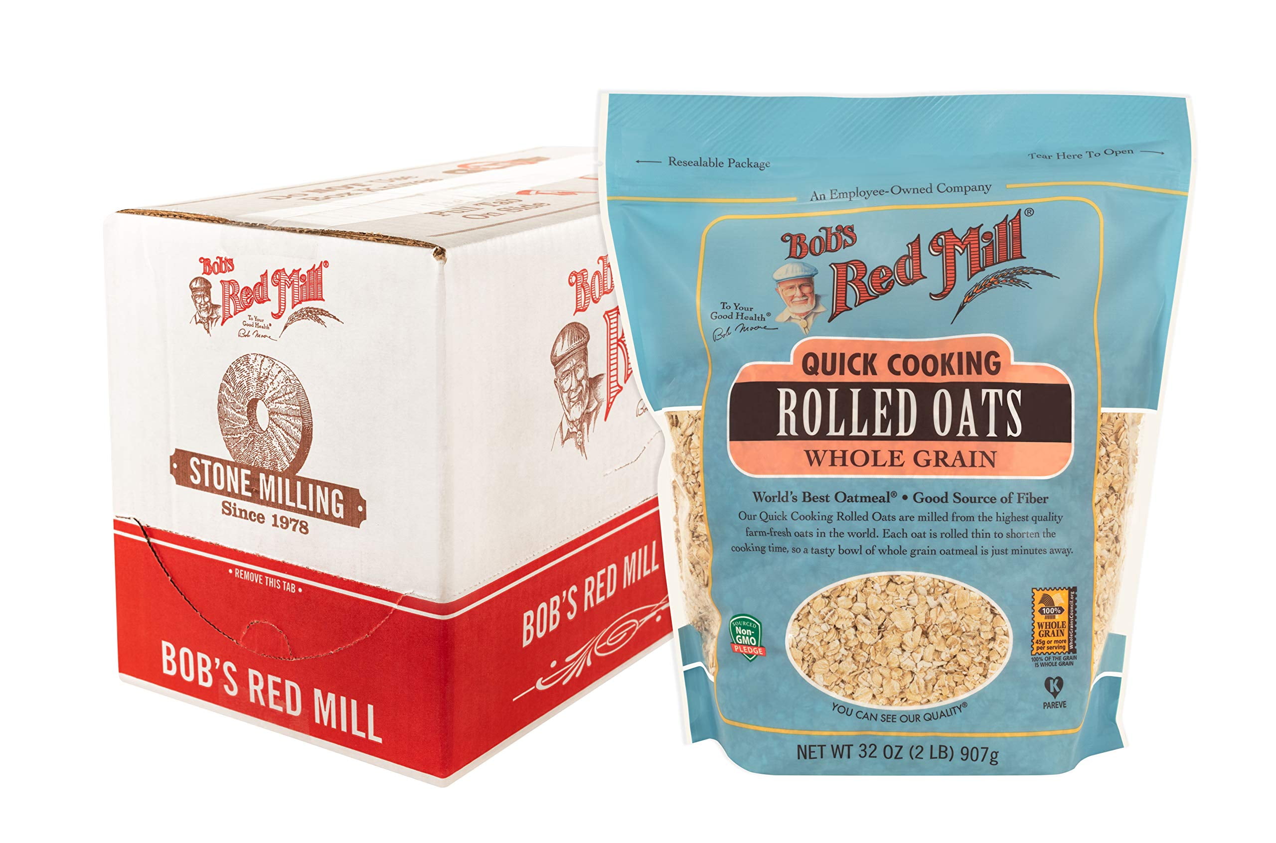 Bob's Red Mill Quick Cooking Rolled Oats, 32oz (Pack of 4) - Non GMO ...