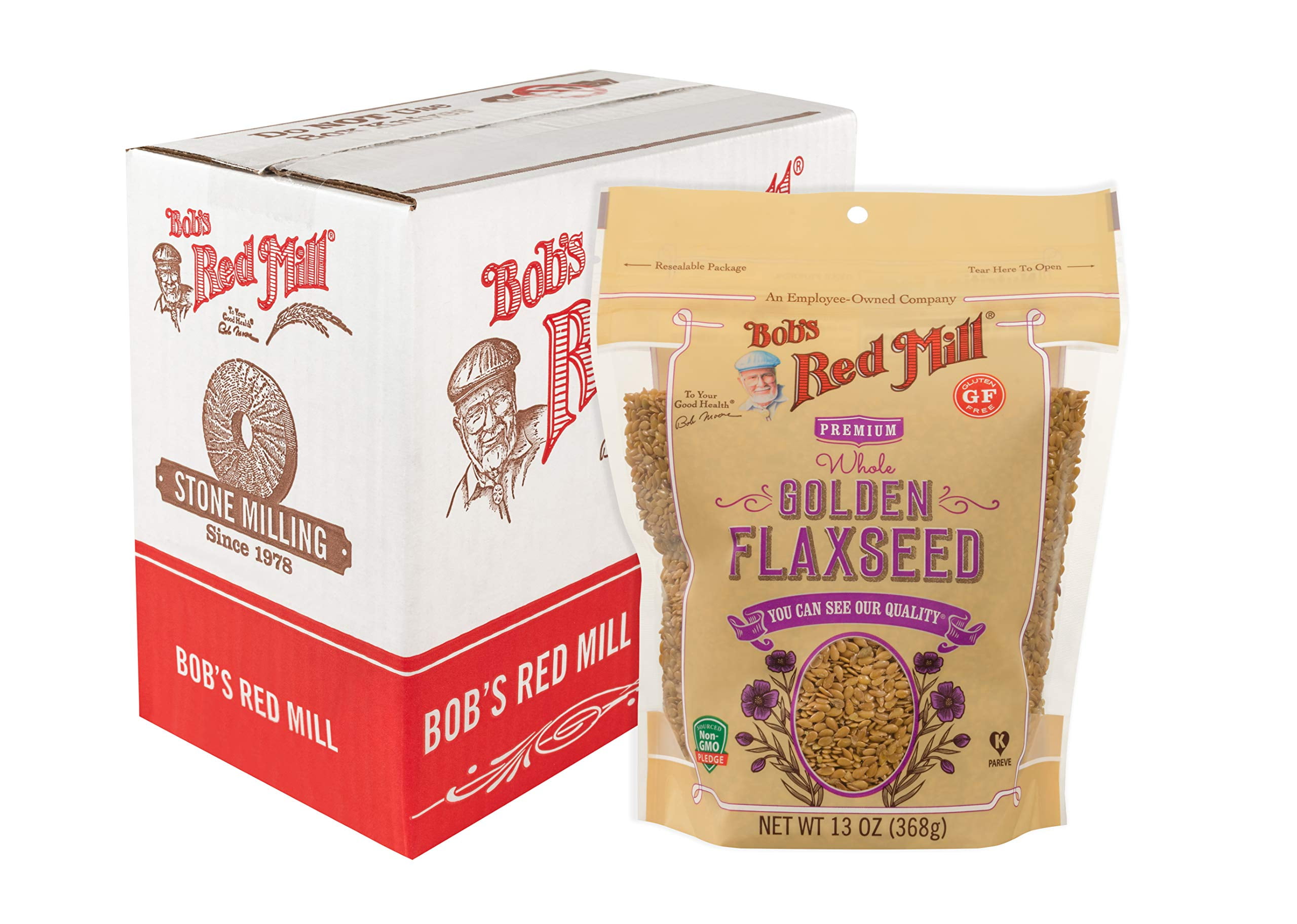 Bob's Red Mill Raw JB28 Whole Flaxseed, Golden, 13 Ounce (Pack of 6 ...