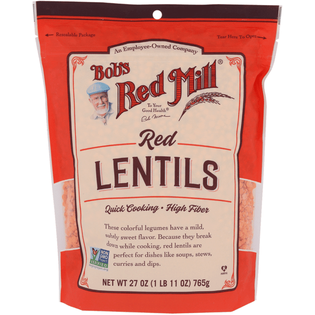 Bob's Red Mill Red Lentils, Quick Cooking, Source of Fiber, 27 oz ...