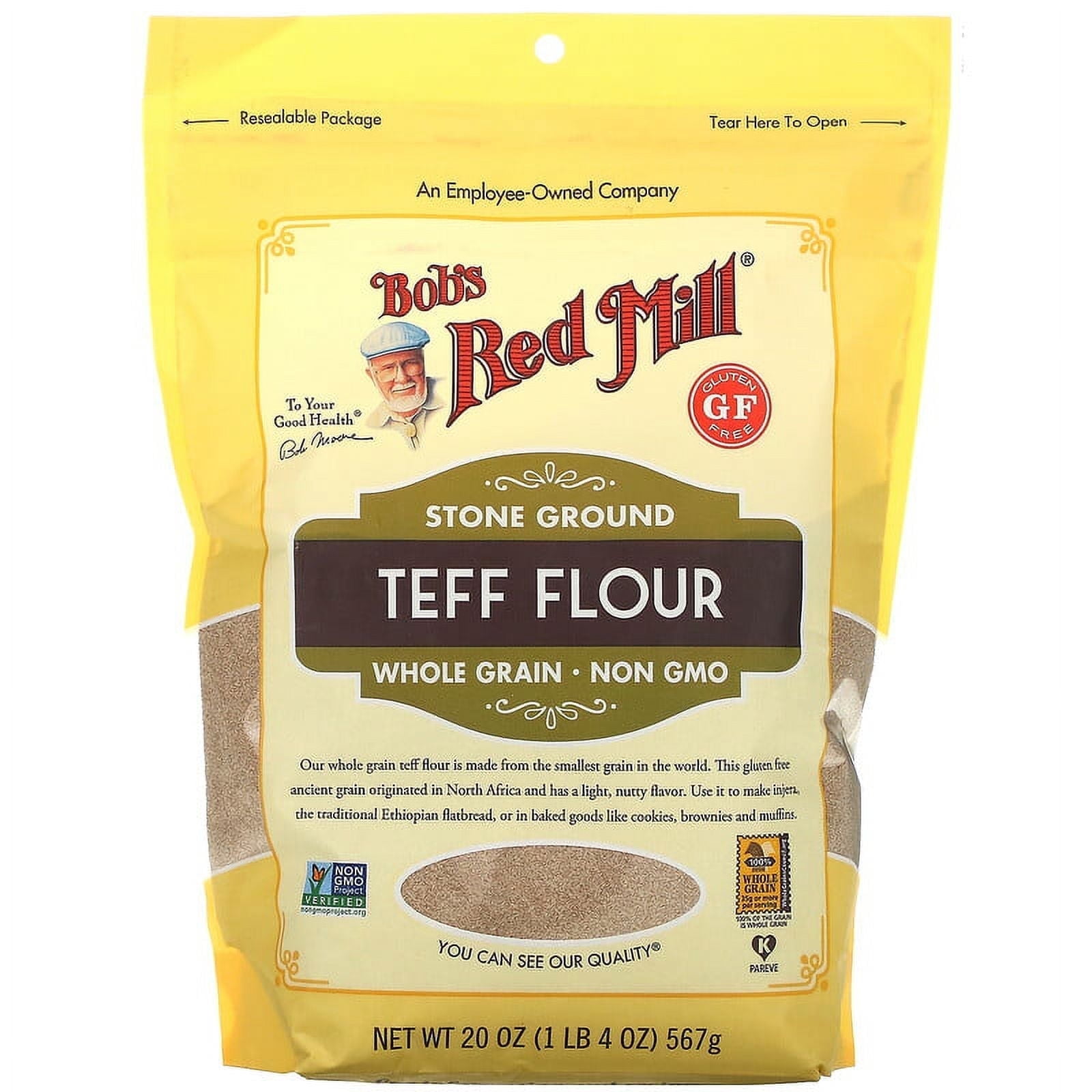 Bob's Red Mill, Stone Ground Teff Flour, Whole Grain, 20 oz Pack of 4 ...