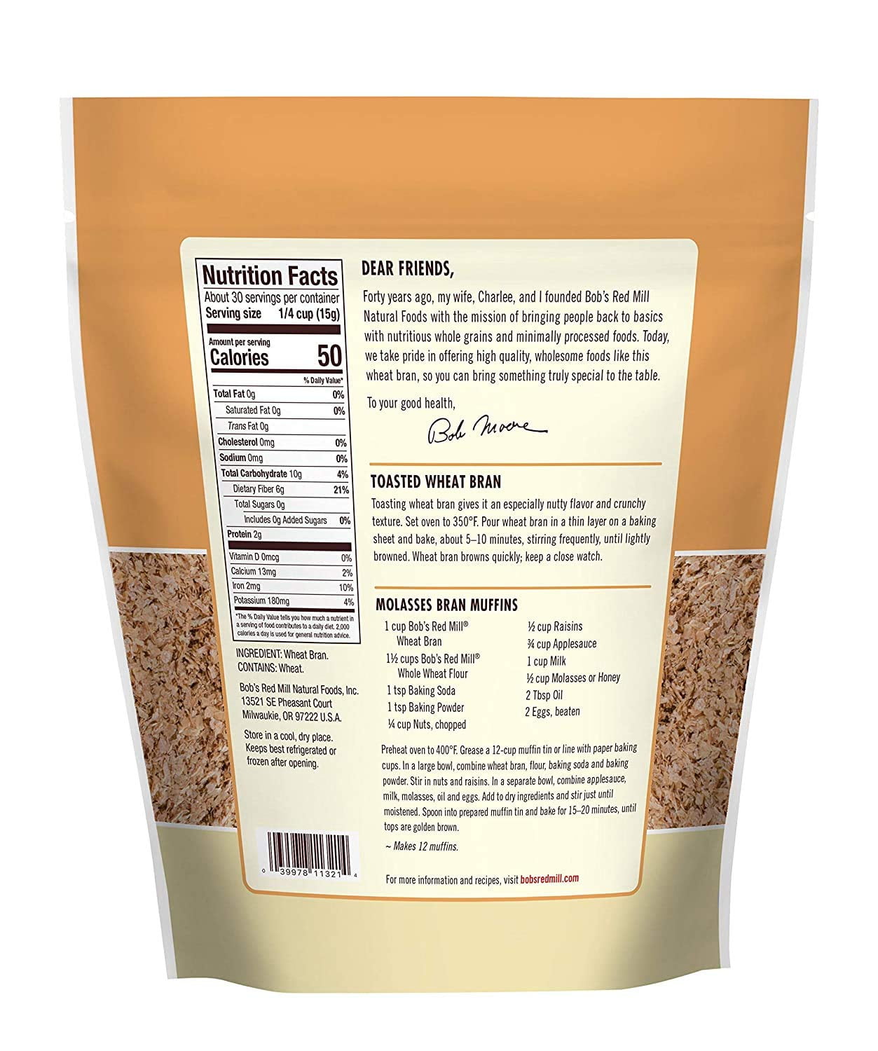 Bob's Red Mill TWE5 High Fiber Wheat Bran, 16 OZ (Pack of 2) - Walmart.com