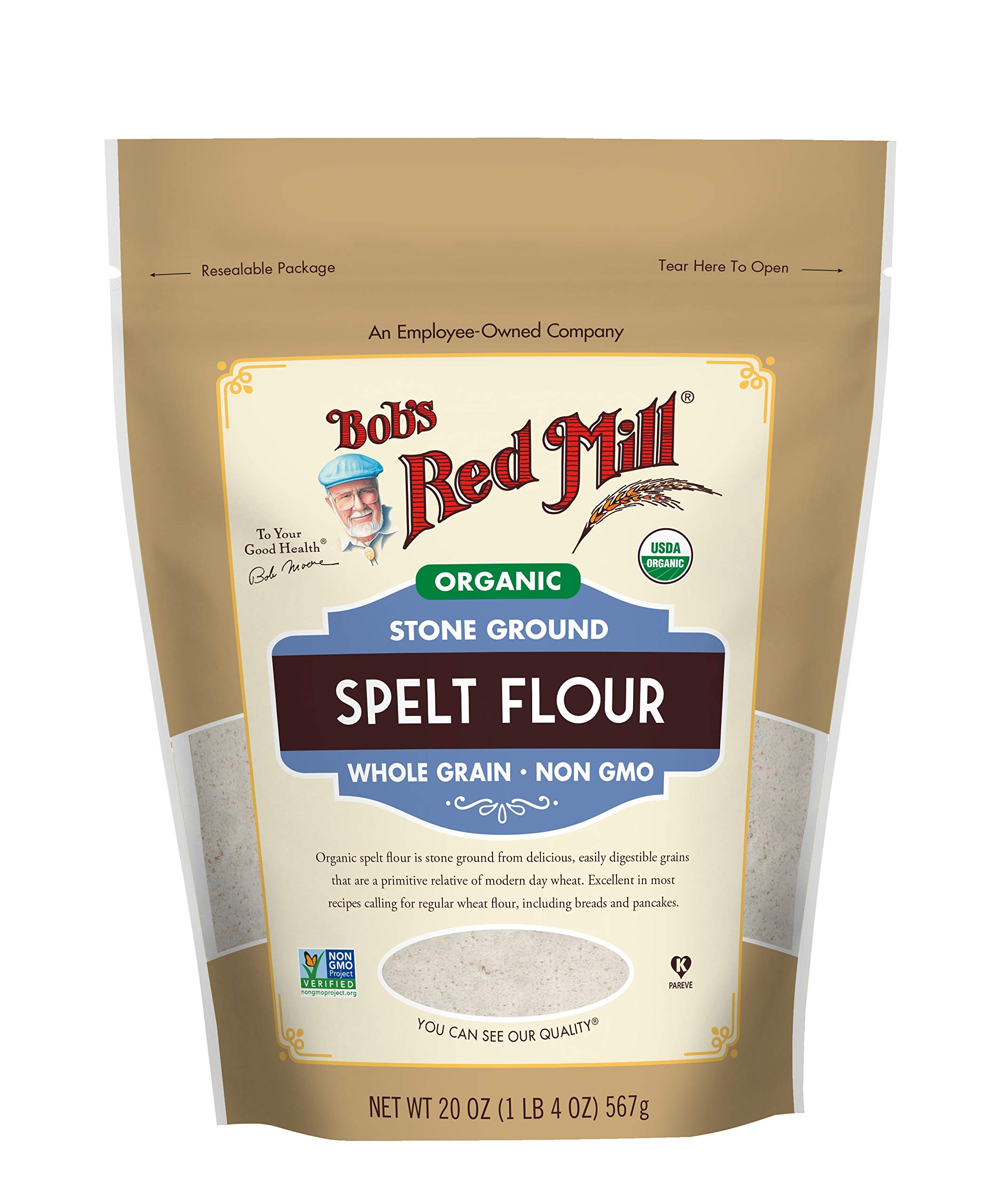Bob's Red Mill TWE5 Organic Spelt Flour, 20oz (Pack of 1) - Non GMO ...