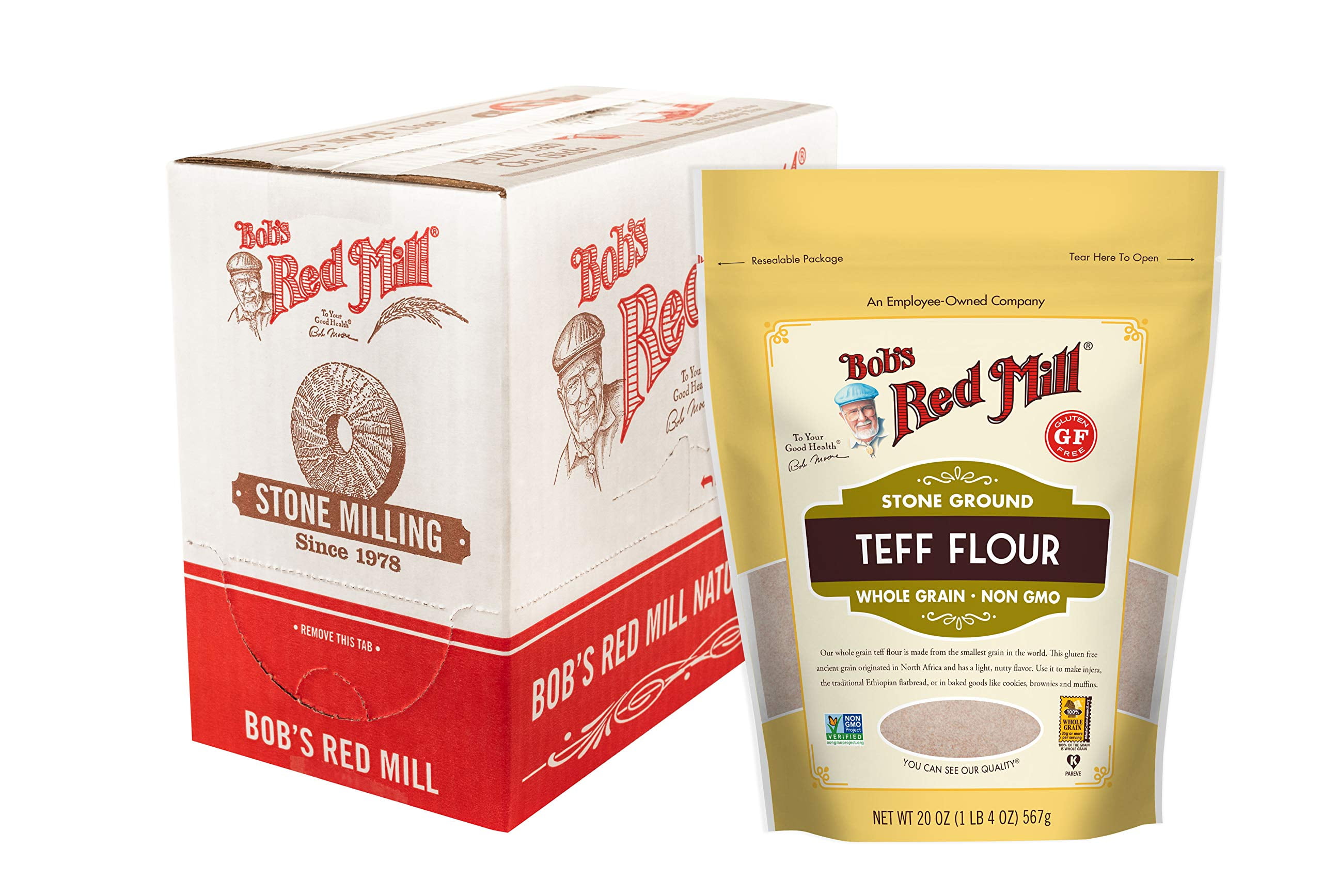Bob's Red Mill Teff GGA1 Flour, 20oz (Pack of 4) - Non GMO, Whole Grain ...