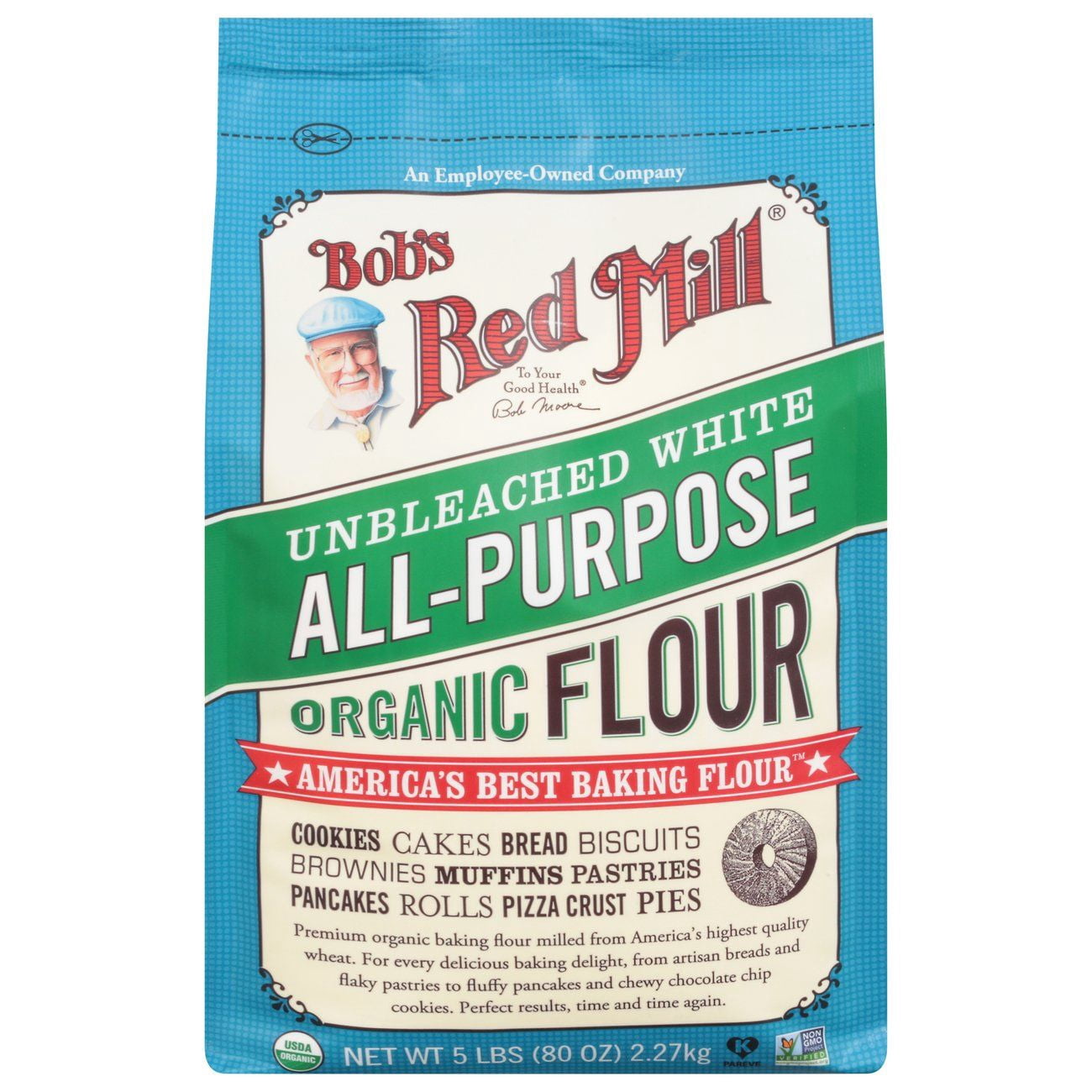 Bob's Red Mill Unbleached White Organic Flour - 5 lb Package May Vary ...