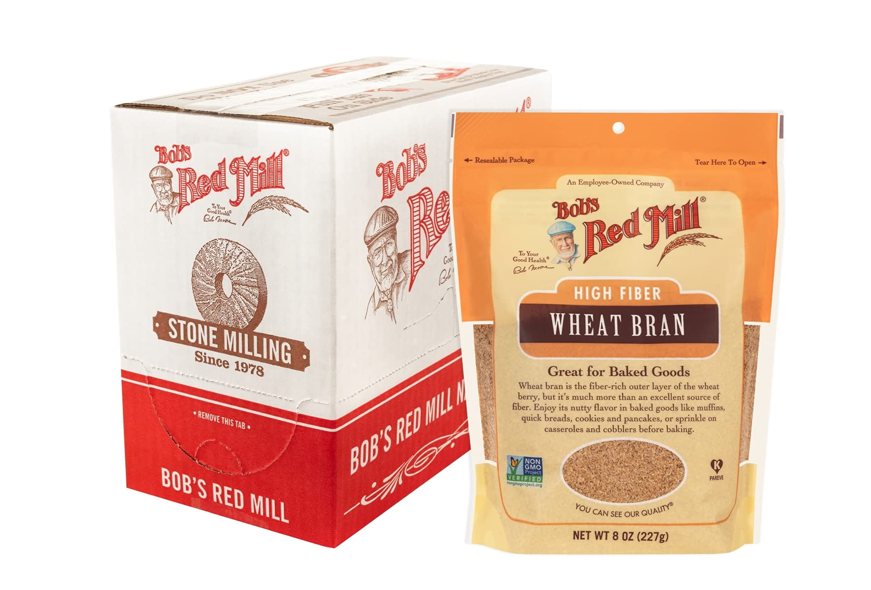 Bob's Red Mill Wheat BDF32 Bran, 8oz (Pack of 4) - Non GMO, Vegan ...