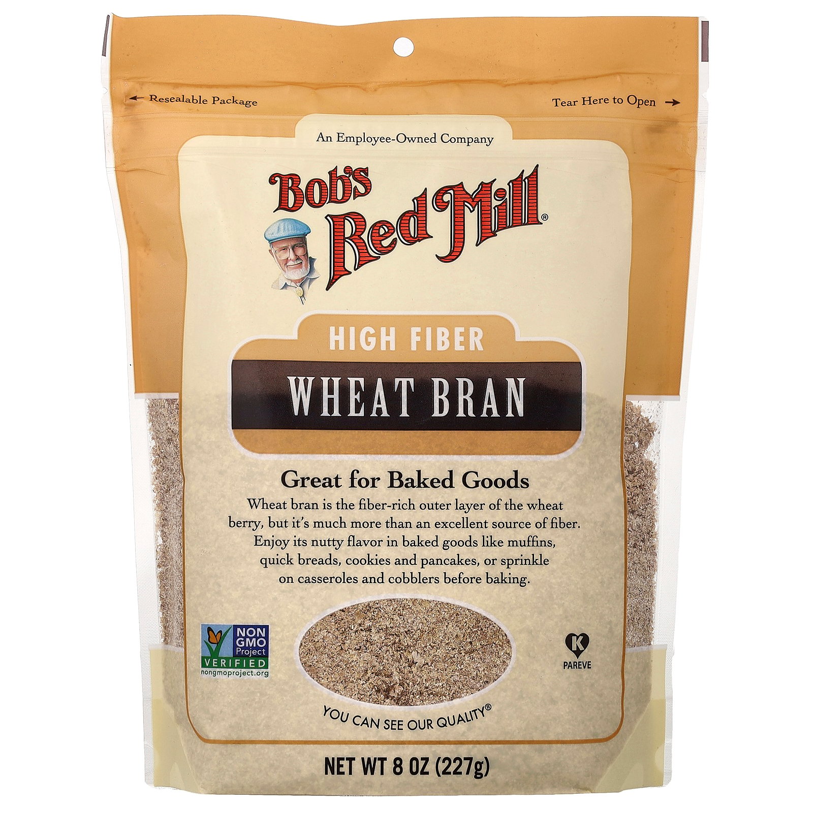 Bob's Red Mill Whole Grain Wheat Bran, 8 oz - Walmart.com