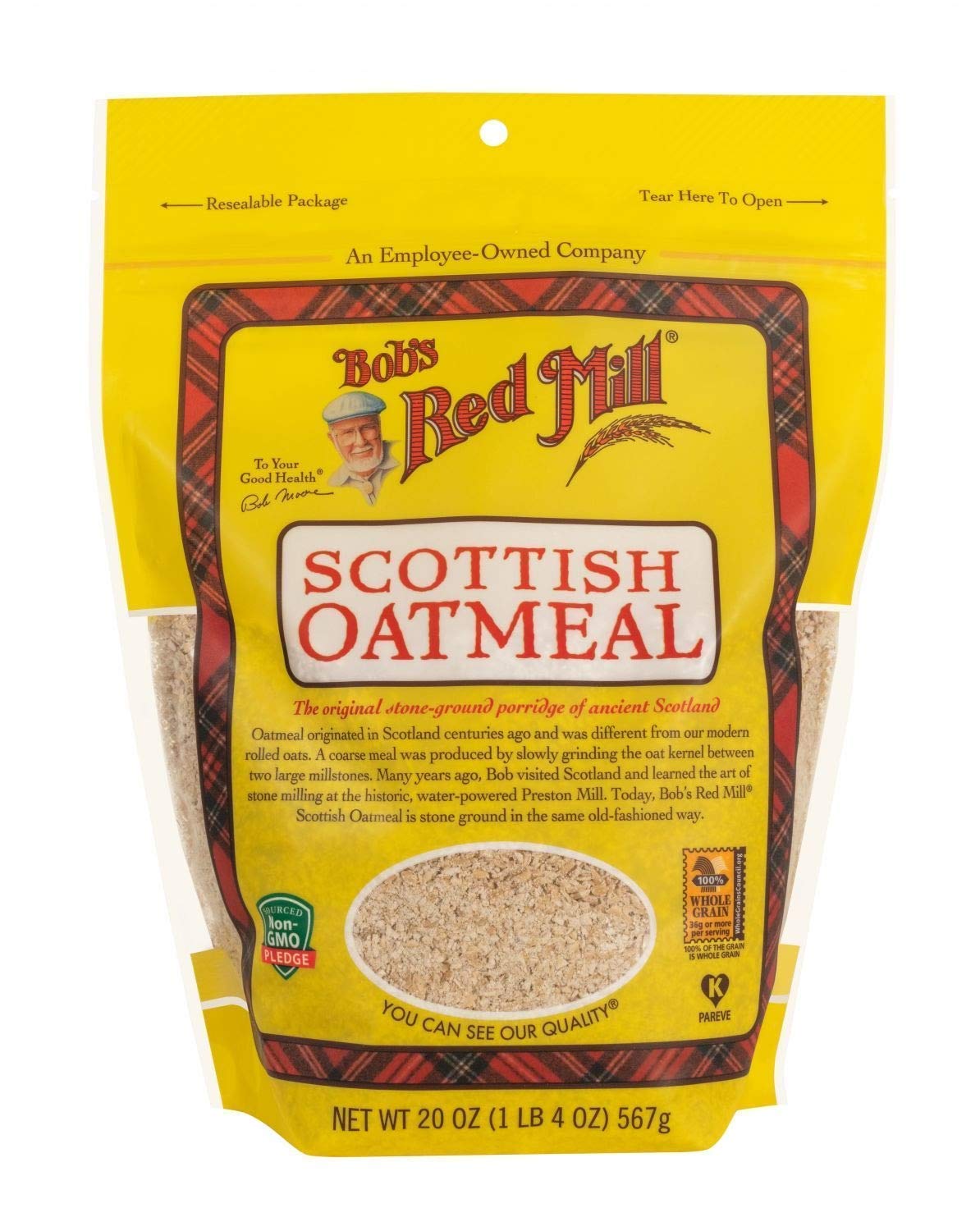 Bob's Red Mill Whole Grain Scottish Oatmeal 20 oz Pack of 2 - Walmart.com
