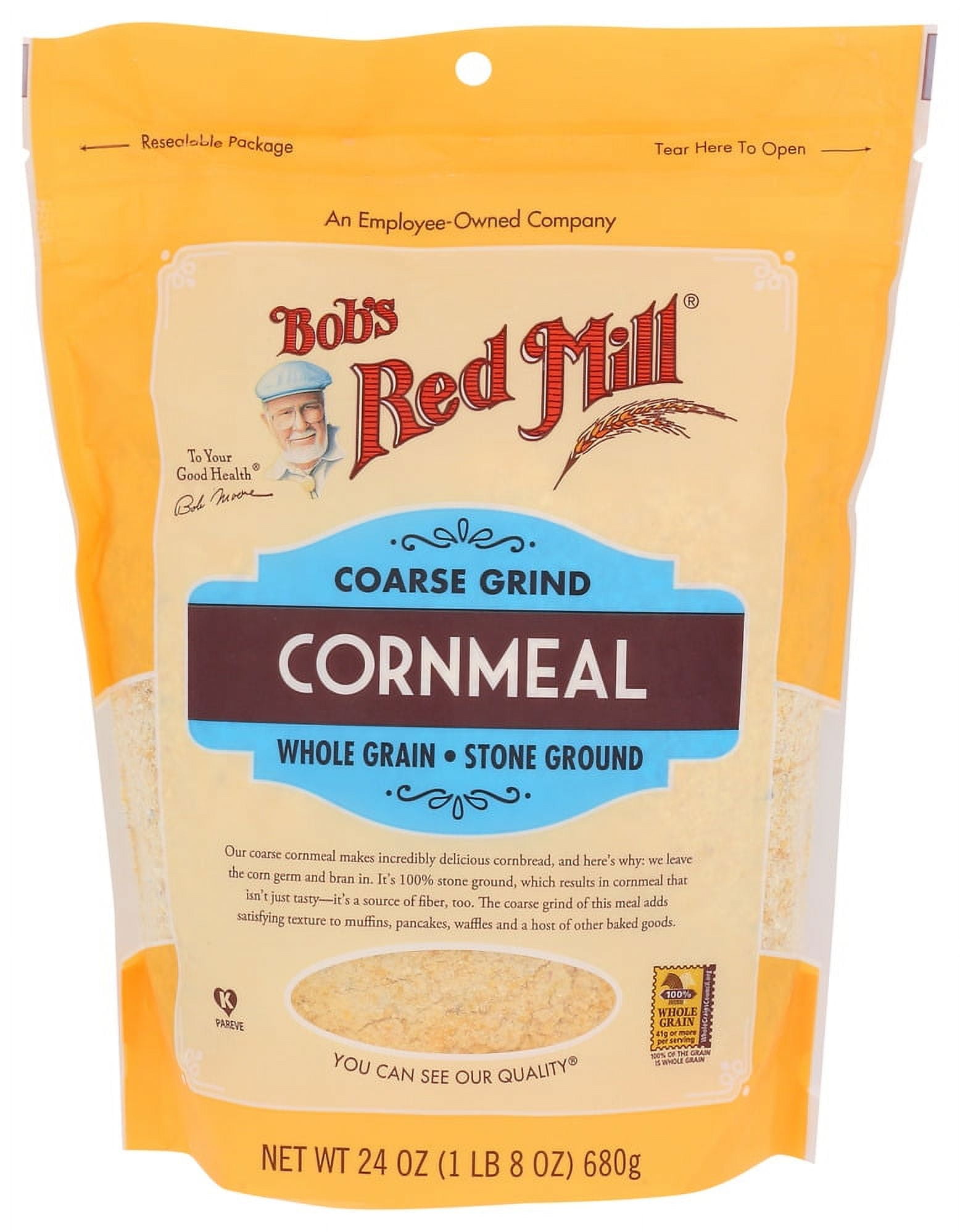 Bob's Red Mill Whole Grain, Stone Ground, Cornmeal, Coarse Grind, 24 ...