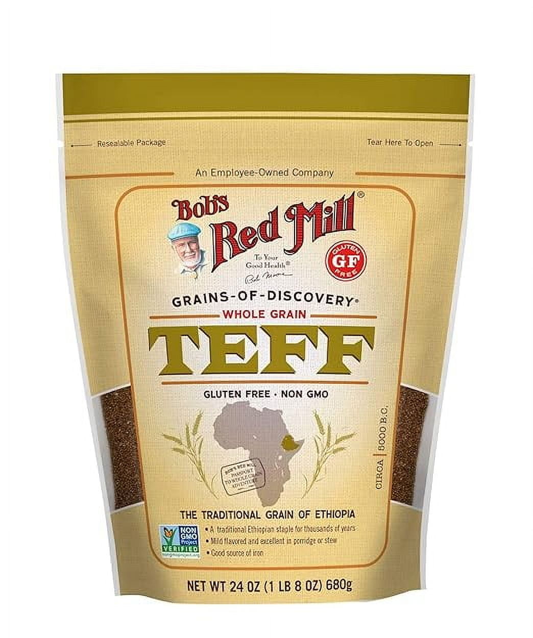 Bob's Red Mill Whole Grain Teff, SMR24oz (Pack of 1) - Non GMO, Whole ...