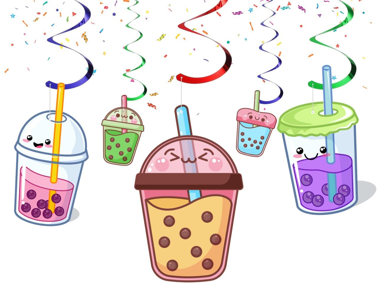 Boba 10-Piece Ceiling Streamers Set - Vibrant Party Decor for Birthdays ...