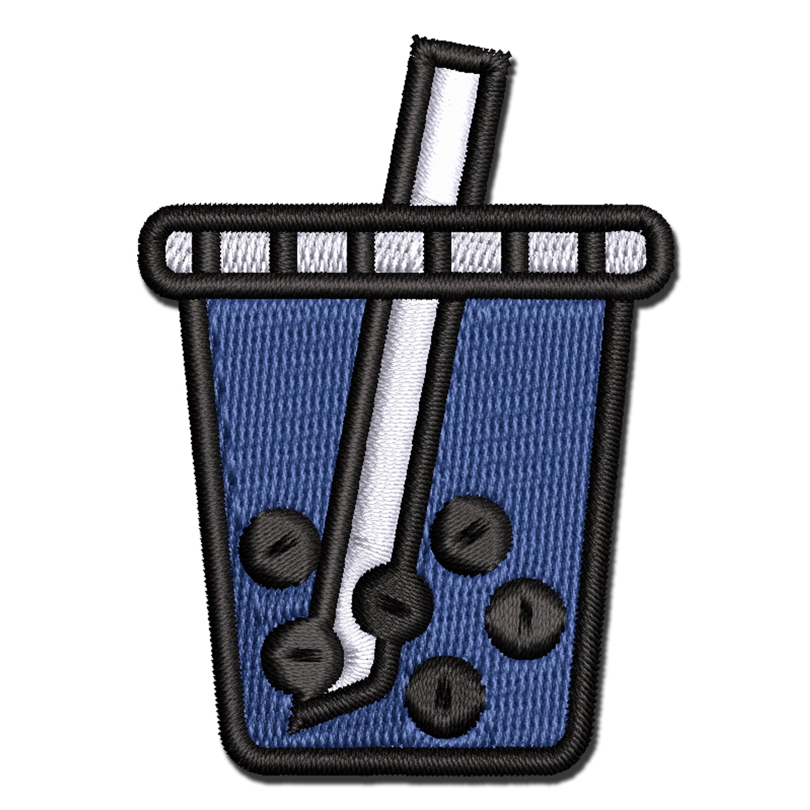 Boba Bubble Milk Tea Applique Multi-Color Embroidered Hook & Loop Patch - 3 Inch Medium ...