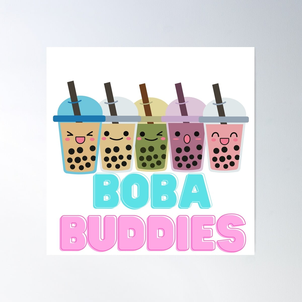 Boba Buddies Poster Wall Art, Modern Wall Decor For Living Room Bedroom, 16x24 UNFRAMED ...
