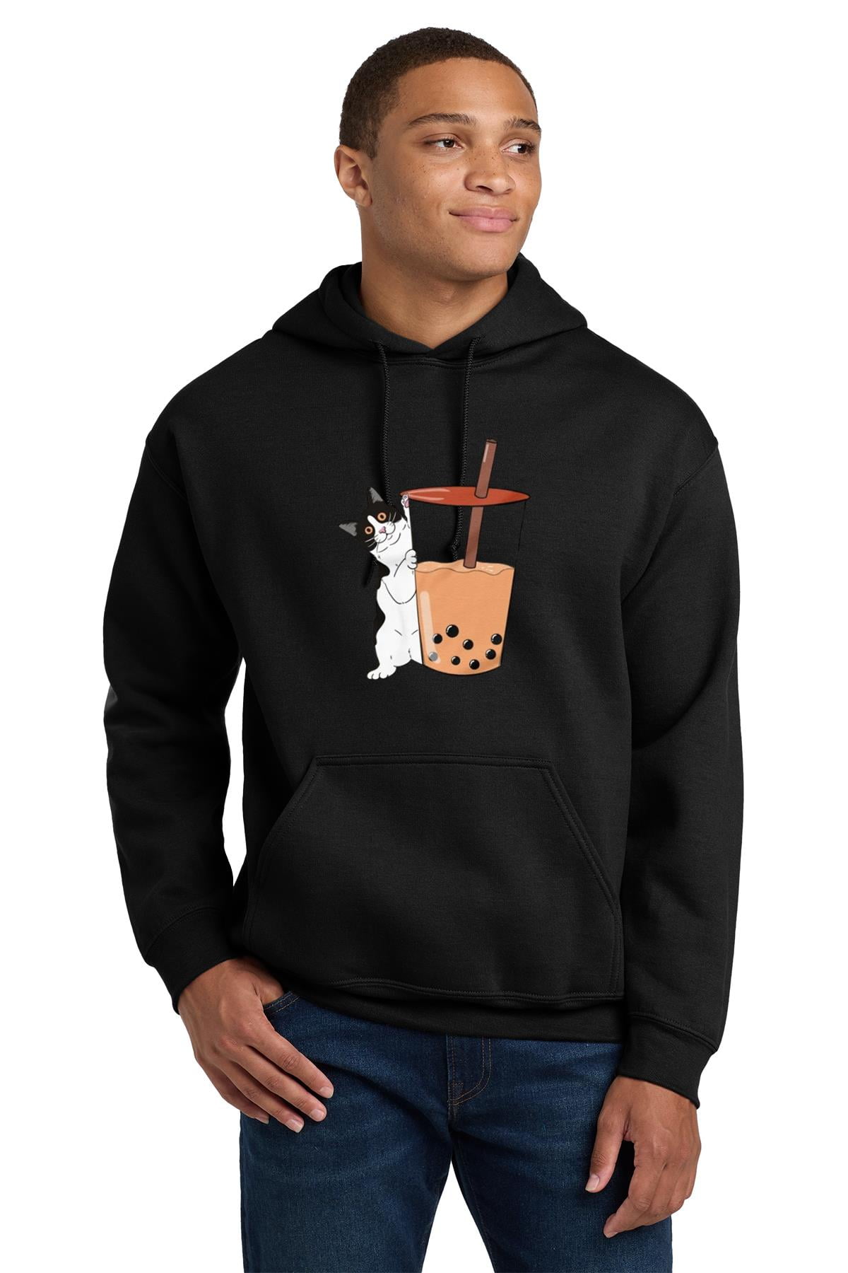 Boba Cat Tea Hoodie Cute Bubble Tea and Cat Lover Tee for Kawaii Fans ...