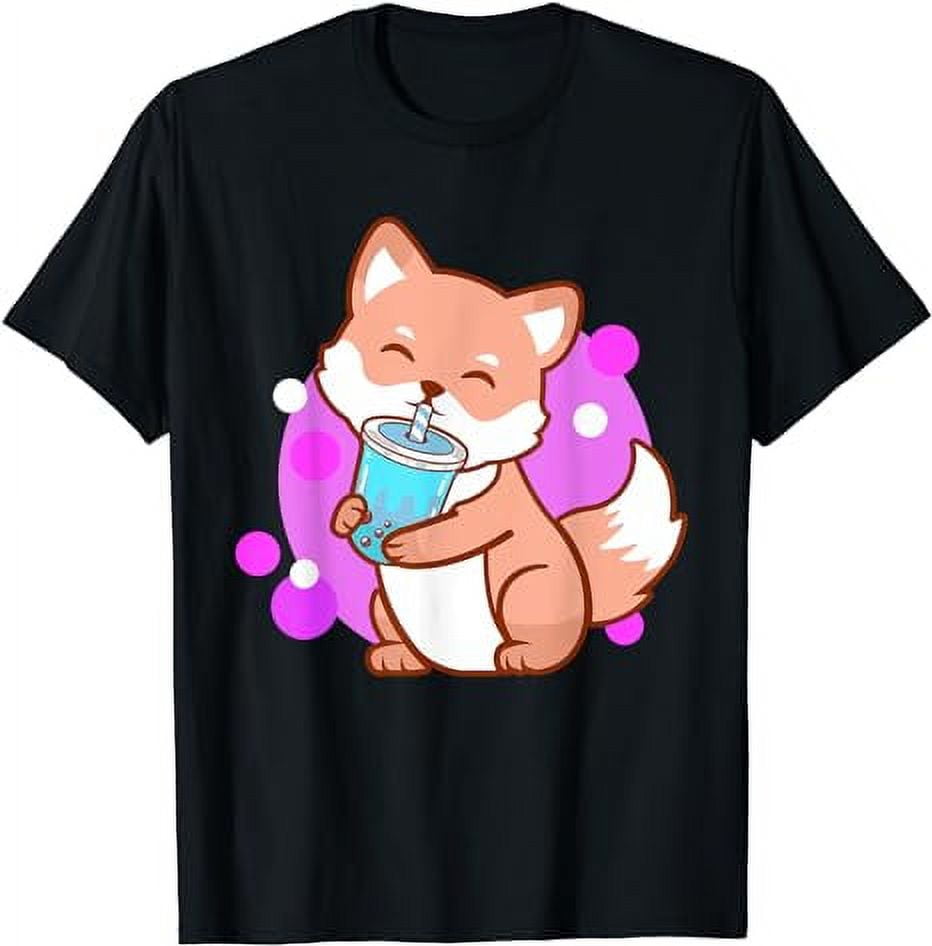 Boba Cute Fox Bubble Tea Kawaii Neko Girls Gift T-Shirt - Walmart.com
