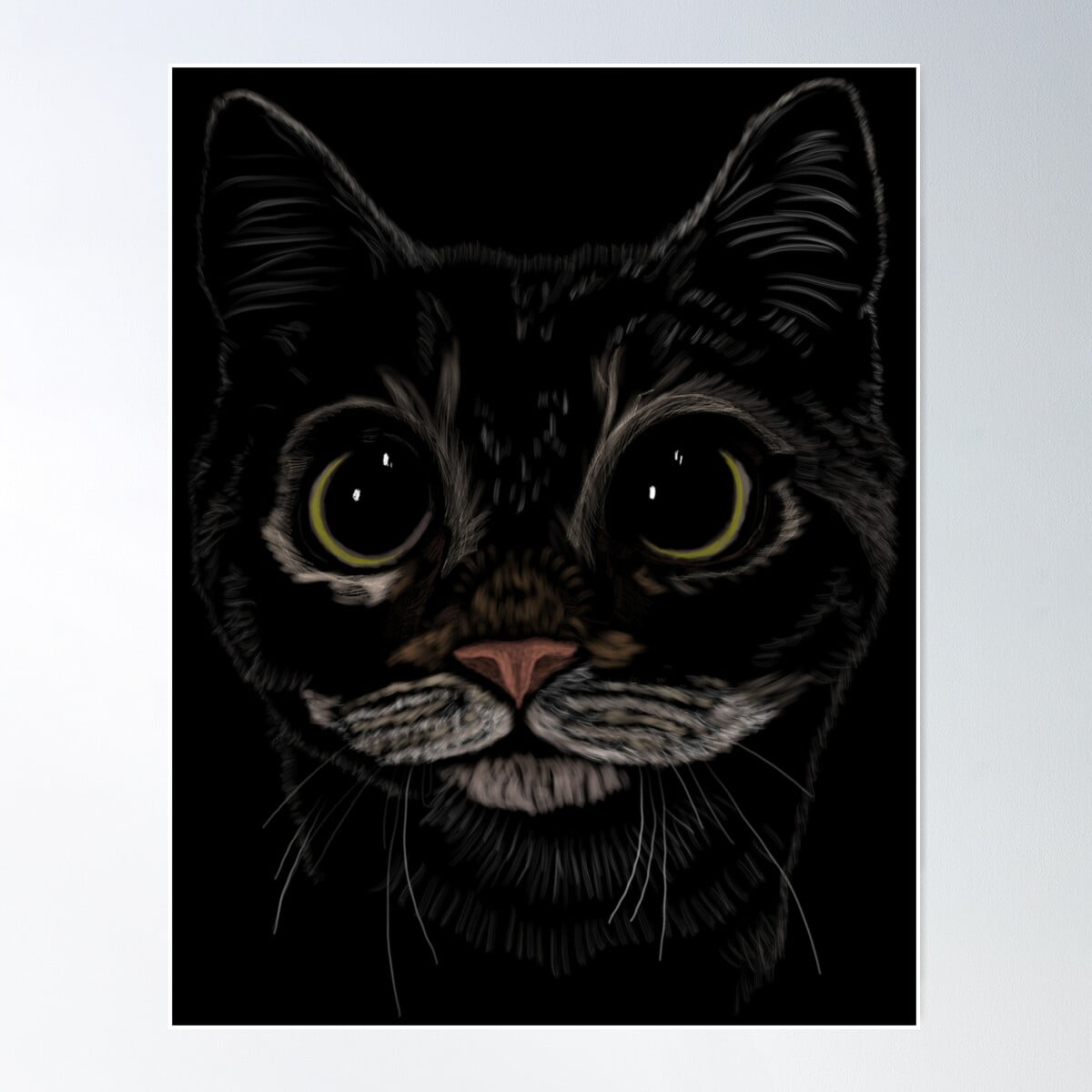 Boba Eyes Cat Jamie'S Hand-Drawn Cat Collection Poster Wall Art, Modern ...