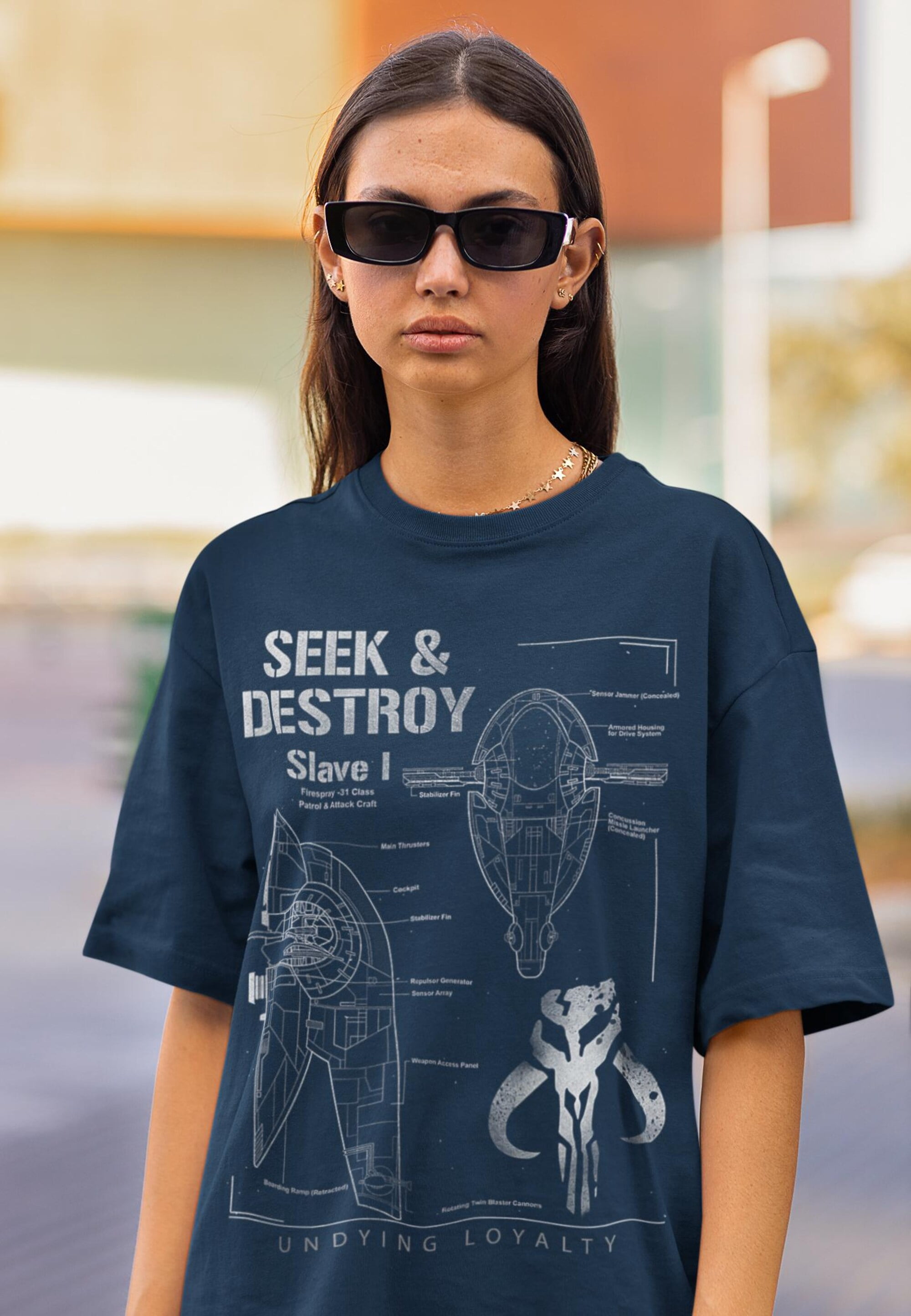 Boba Fett Firespray Schematic Seek Destroy Shirt -Boba Fett ShirtBoba ...