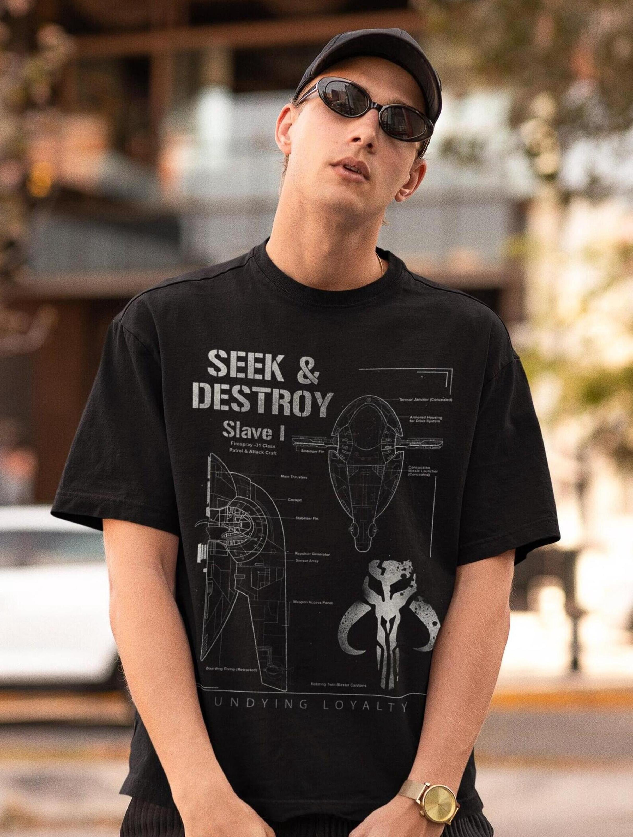 Boba Fett Firespray Schematic Seek & Destroy Shirt -Boba Fett Shirt ...