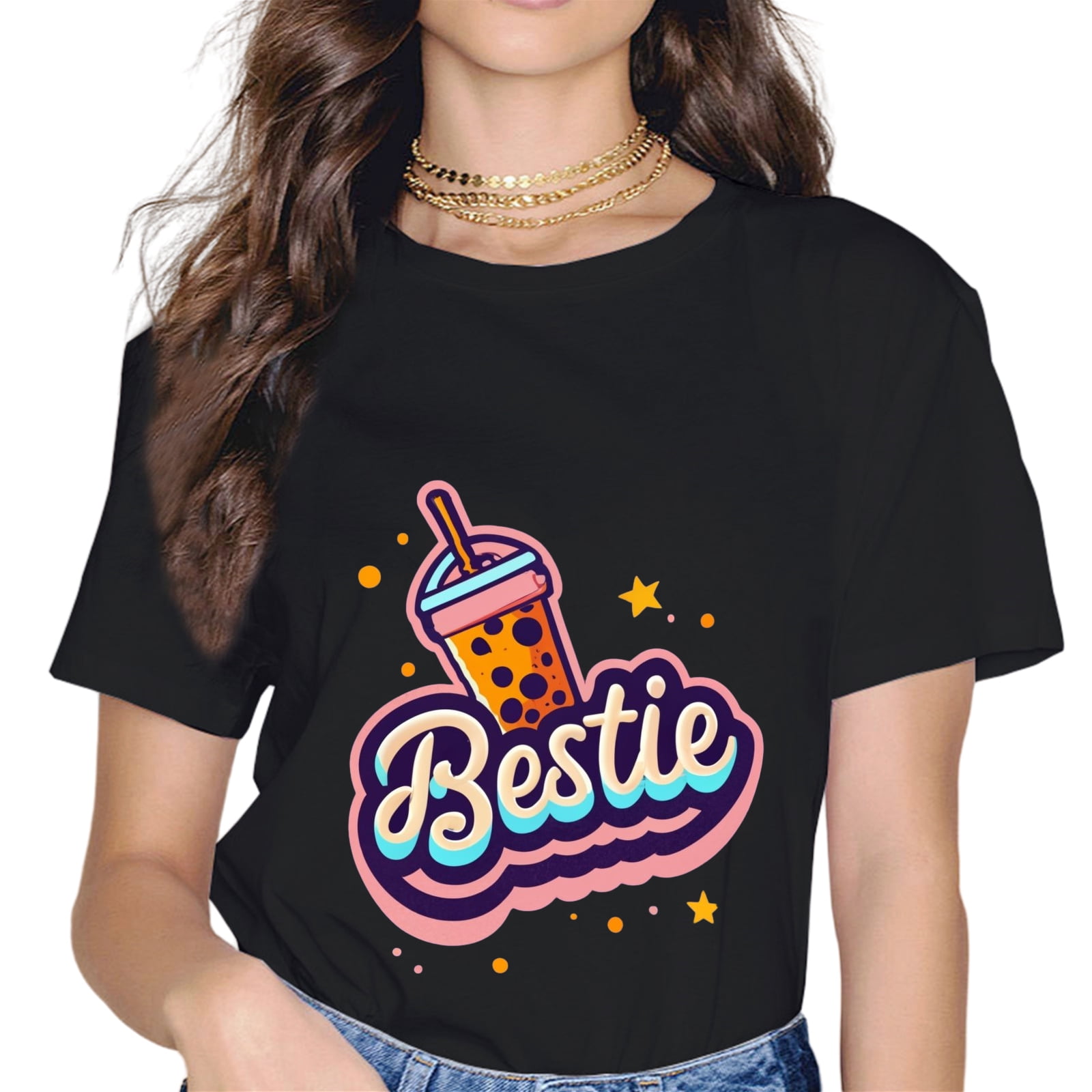 Boba Girl Bes Teas Besties Bubble Tea Best Friends T-Shirt - Walmart.com