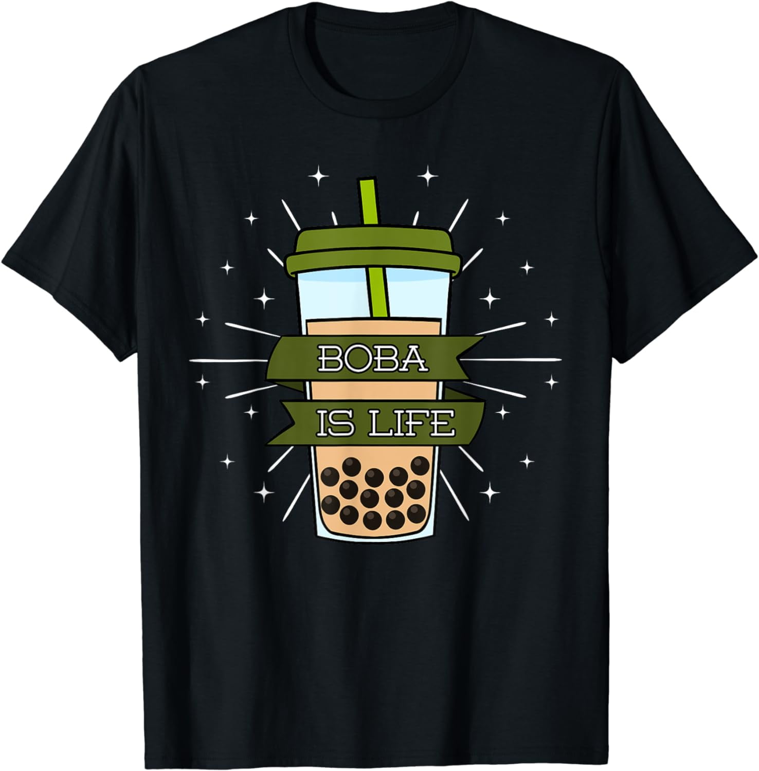 Boba Is Life Bubble Milk Tea Tapioca Pearls Tea-Based Drink T-Shirt ...