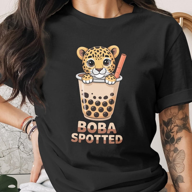 Boba Leopard Cute Spotted Animal Bubble Tea Lover Trending Apparel,for ...