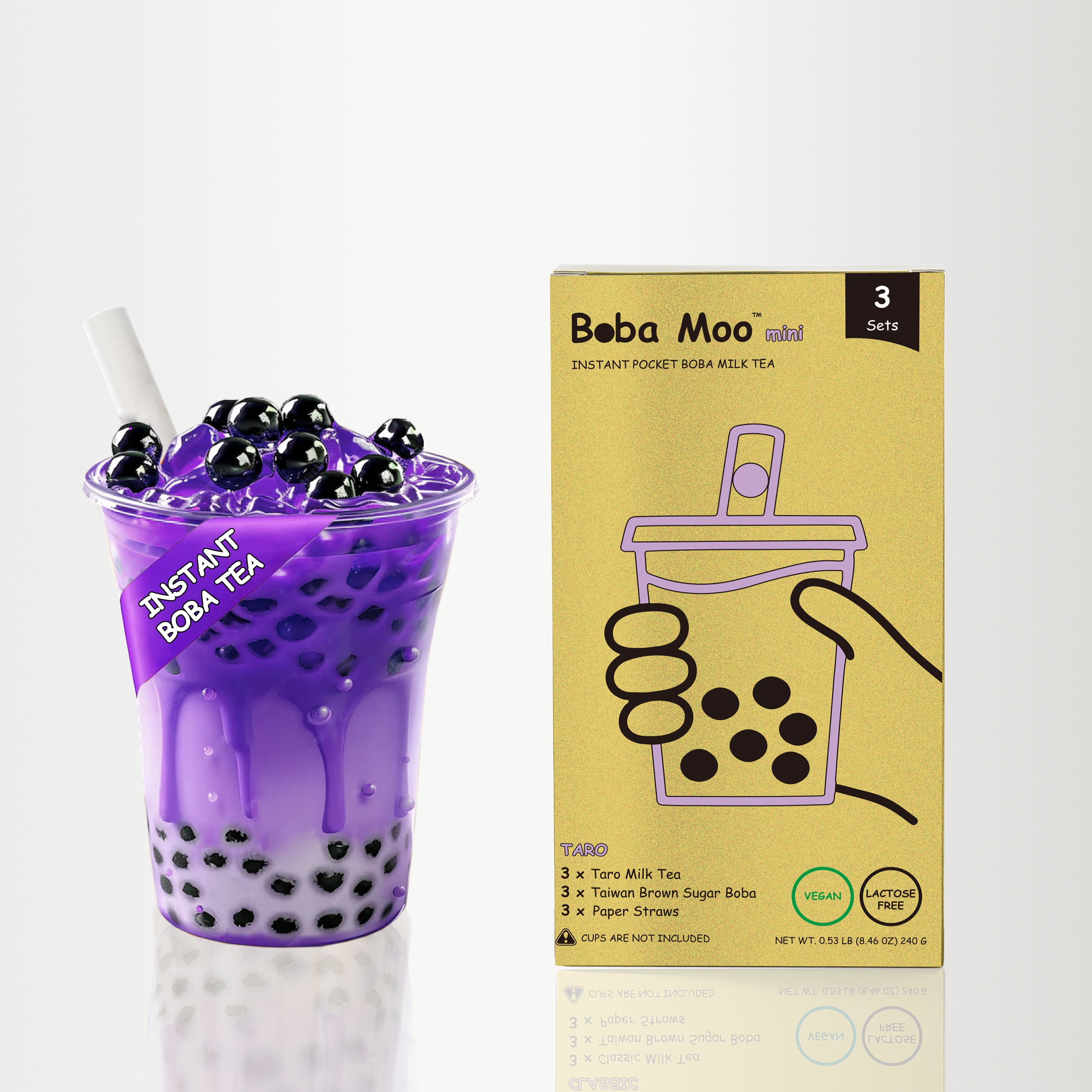 Boba Moo Mini Premium Boba Tea Kit With Taro Milk Tea Flavor - Only ...