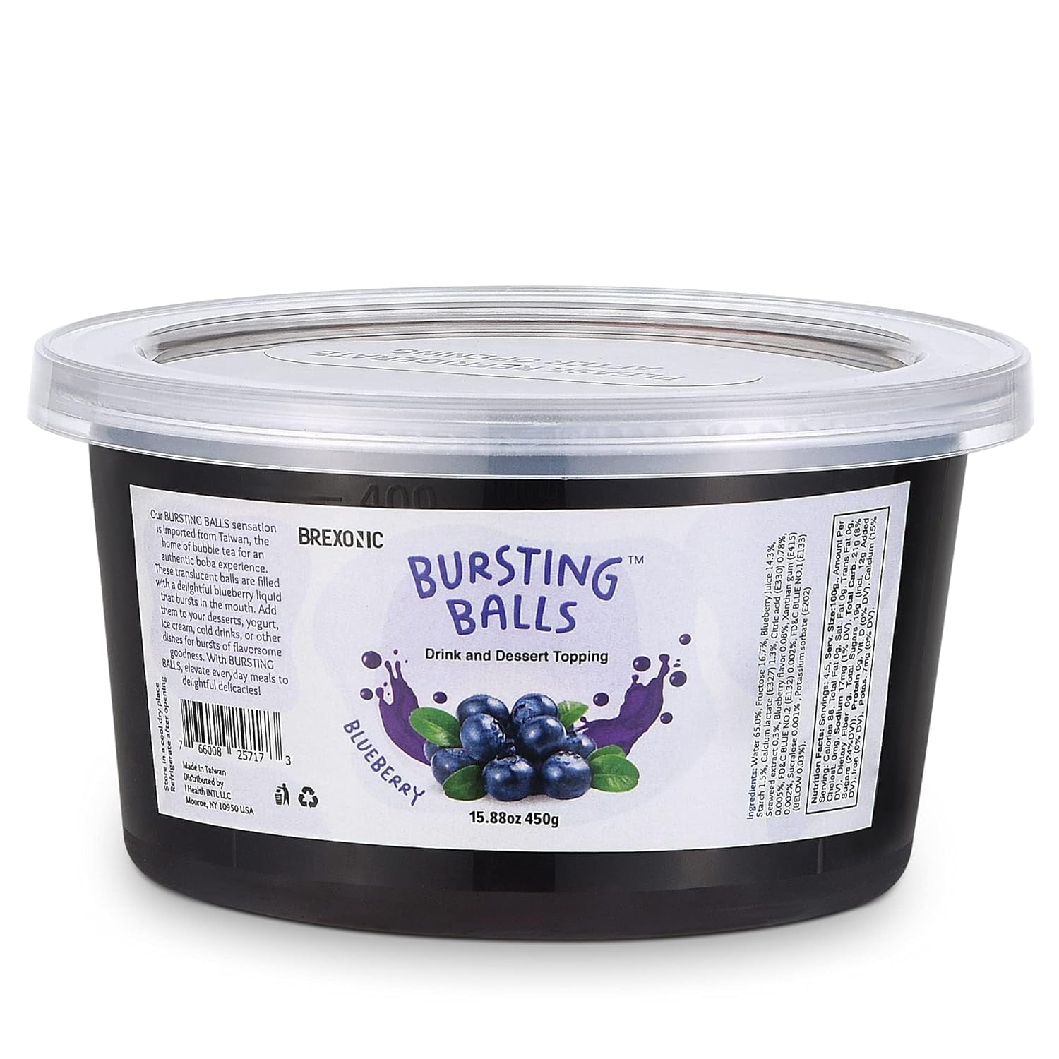 Brexonic Bursting Boba Pearls Peach Tapioca Pearls For Bubble Tea And Desserts 1 Lb Blueberry