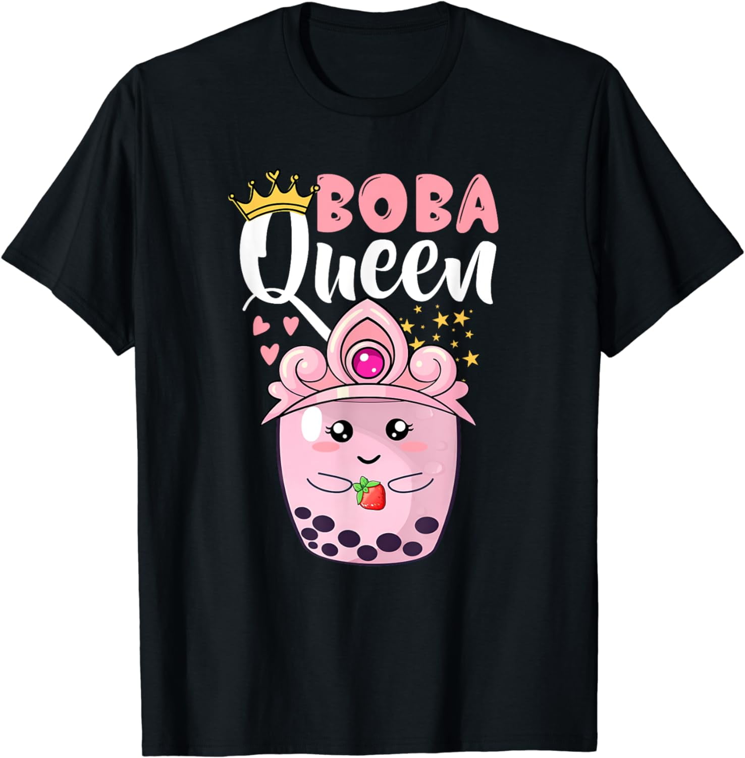 Boba Queen For Teen Girls Boba Bubble Tea Kawaii Japanese T-Shirt ...