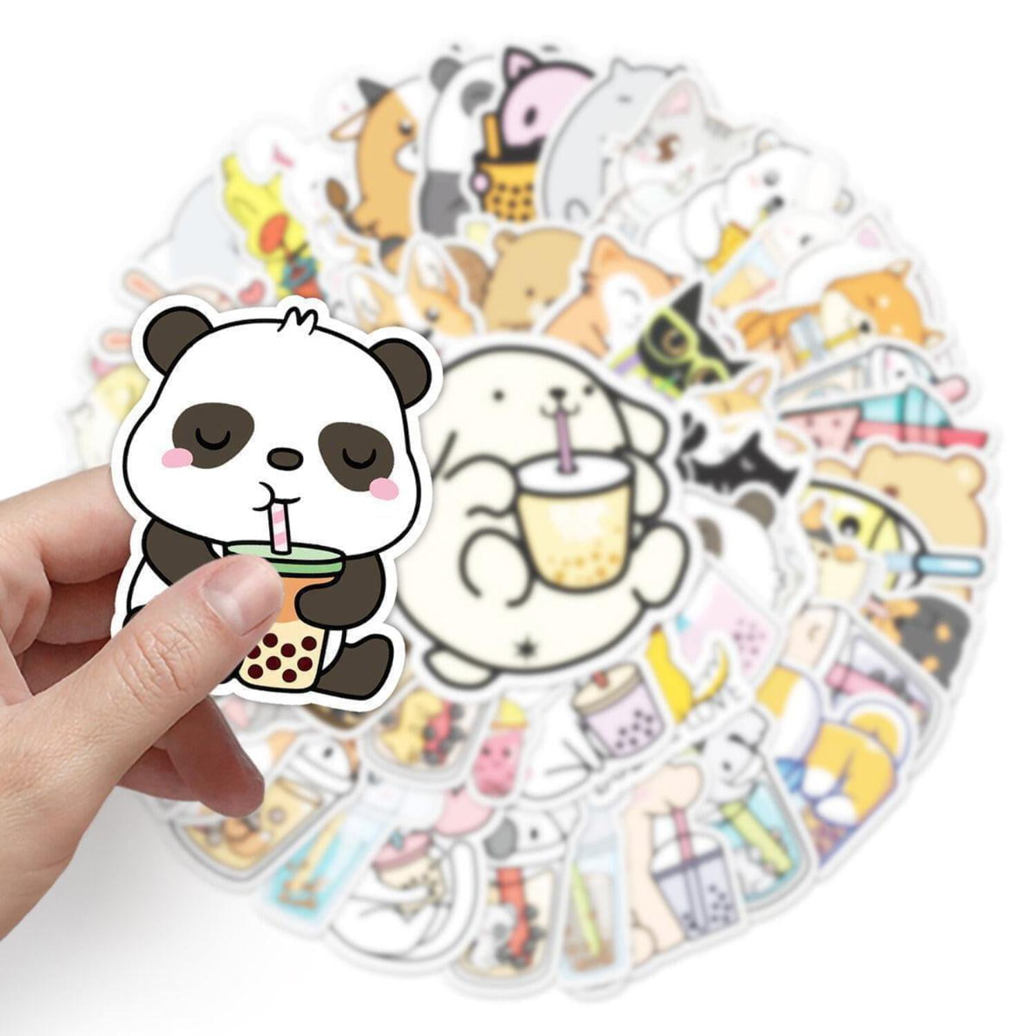 Boba Stickers Waterproof Cute Animal Bubble Tea Stickers 50 pcs ...
