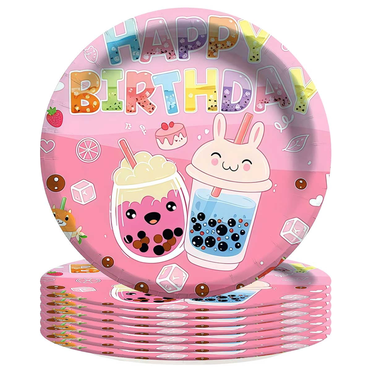 Boba Tea Bubble Milk Plates Party Supplies Birthday Decorations ...