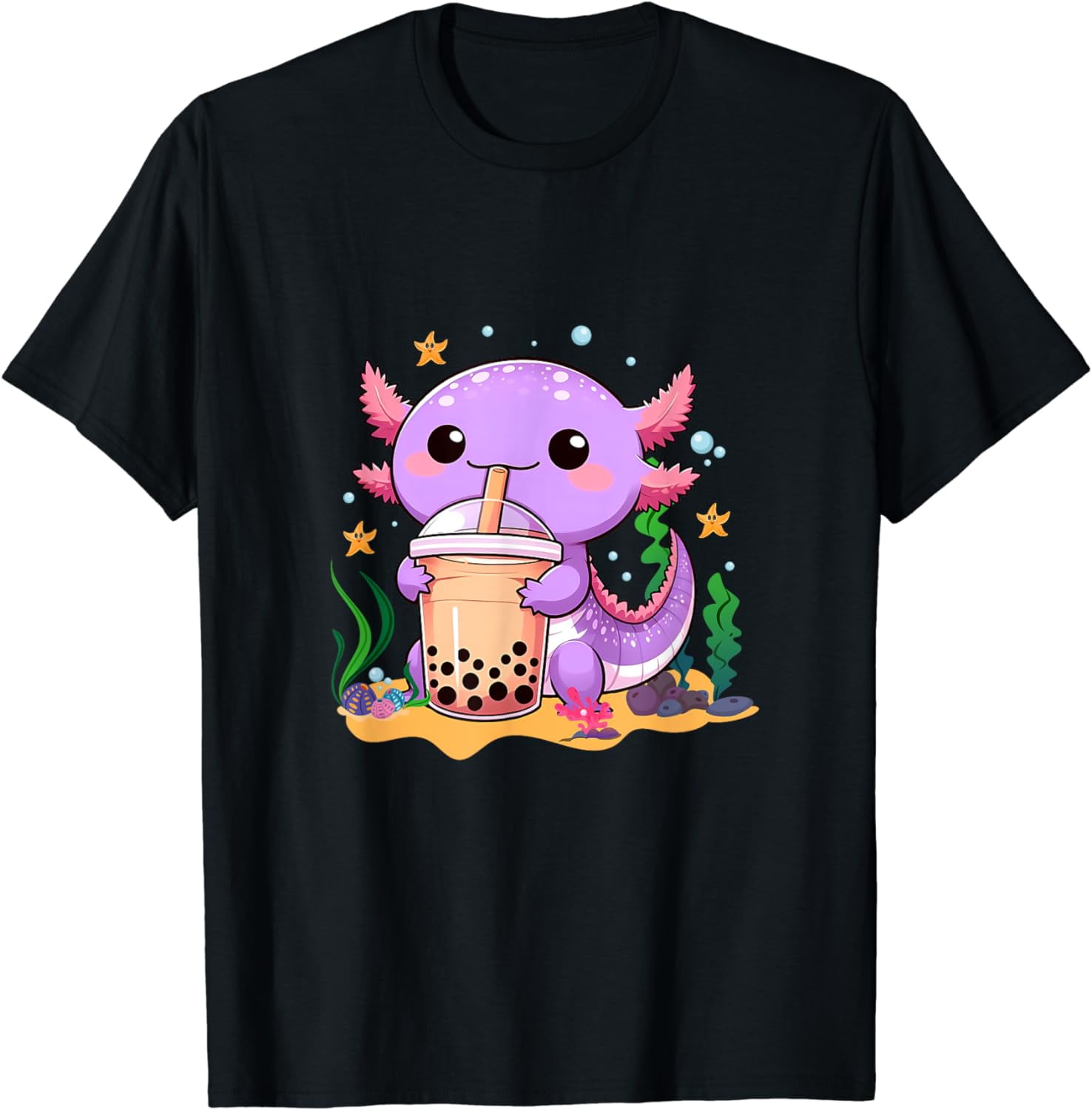 Boba Tea Bubble Tea Milk Tea Anime Axolotl For Girl Womens T-Shirt ...