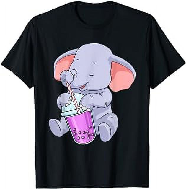 Boba Tea For Women Elephant Anime Kawaii Funny Elephant T-Shirt ...