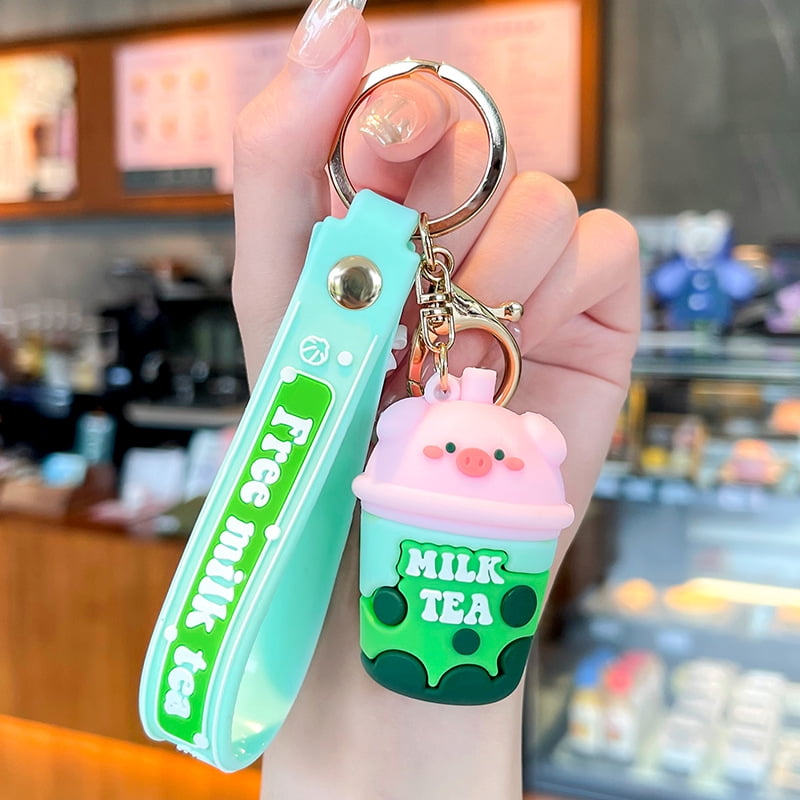 Boba Tea Keychain with Liquid Quicksand Keychain Bubble Tea Keychain ...