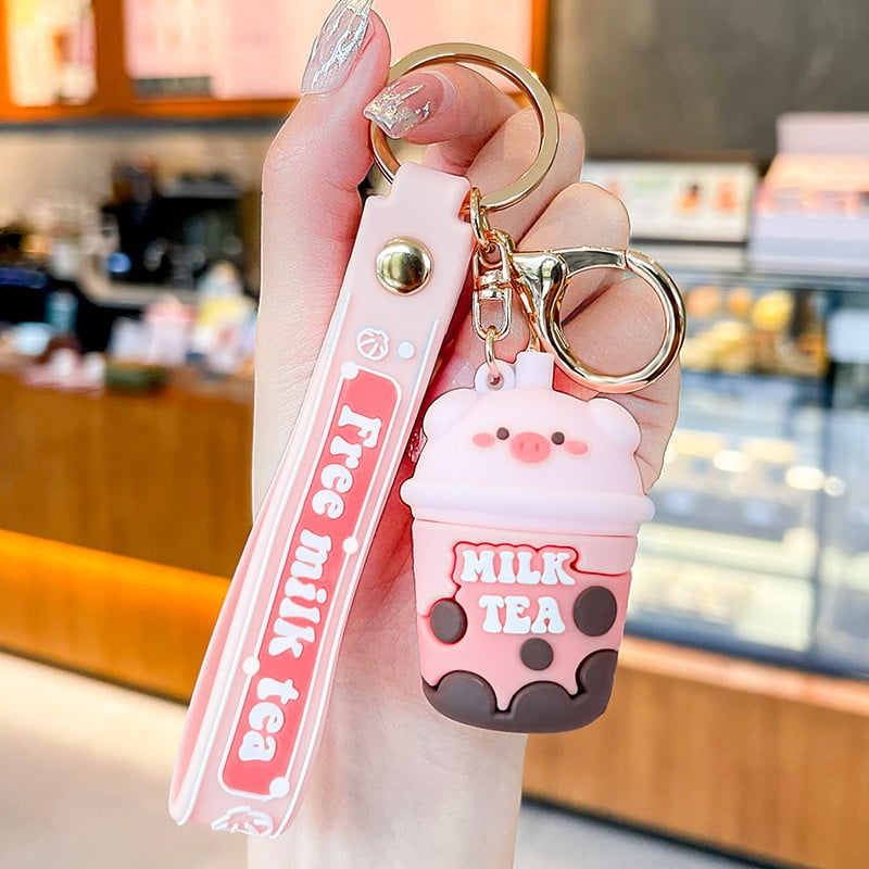 Boba Tea Keychain with Liquid Quicksand Keychain Bubble Tea Keychain ...