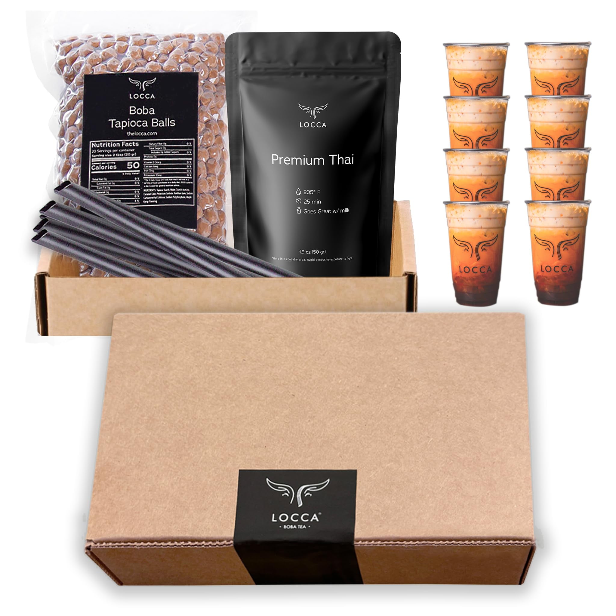 Boba Tea Kit | Thai Tea Boba Kit | 8 Servings Premium Boba Kit With ...