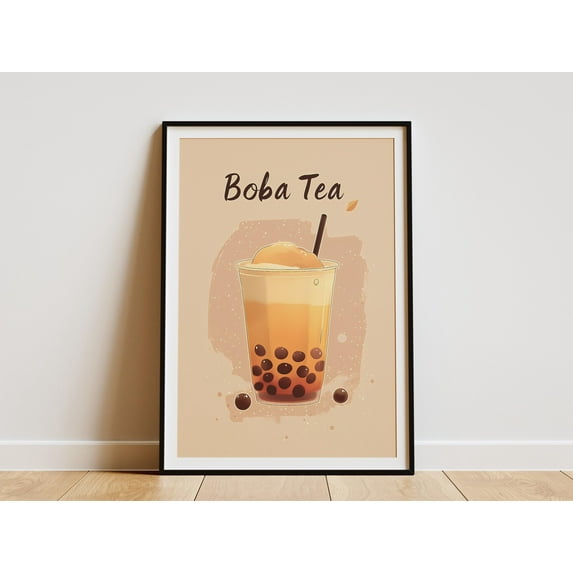 Boba Tea Poster Bubble Tea Drink Poster Flat Illustration Cute Boba Art ...