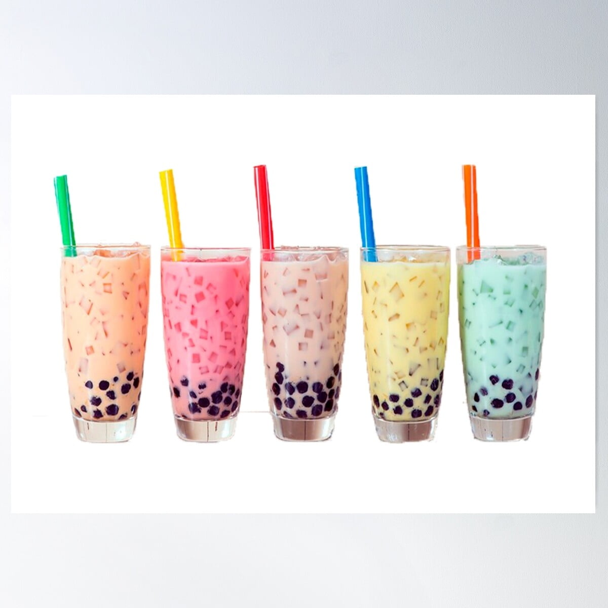 Boba Tea, Rainbow Boba Poster Wall Art, Modern Wall Decor For Living ...
