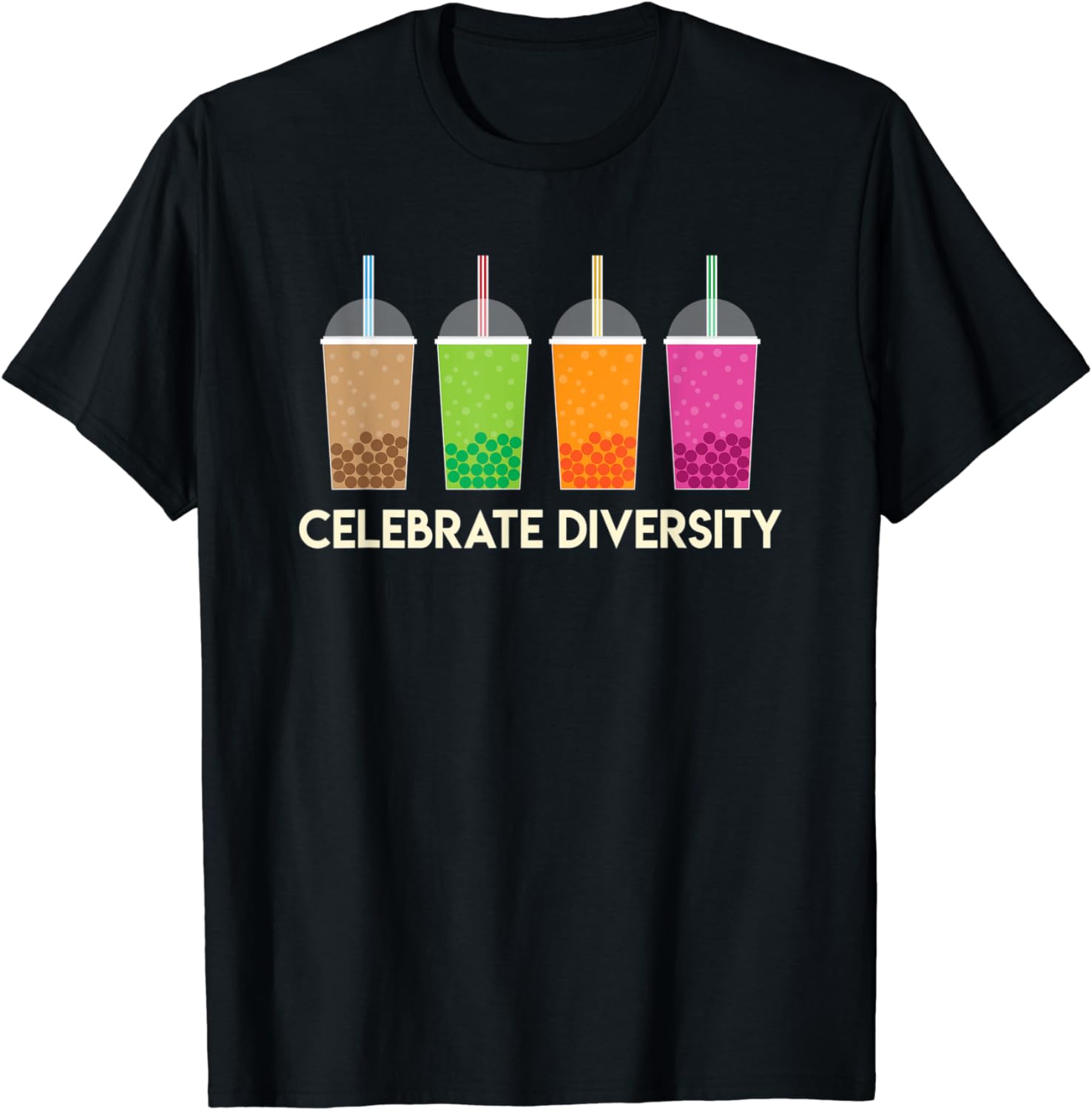 Boba Tea Shirt Black Green Mango Taro Celebrate Diversity - Walmart.com