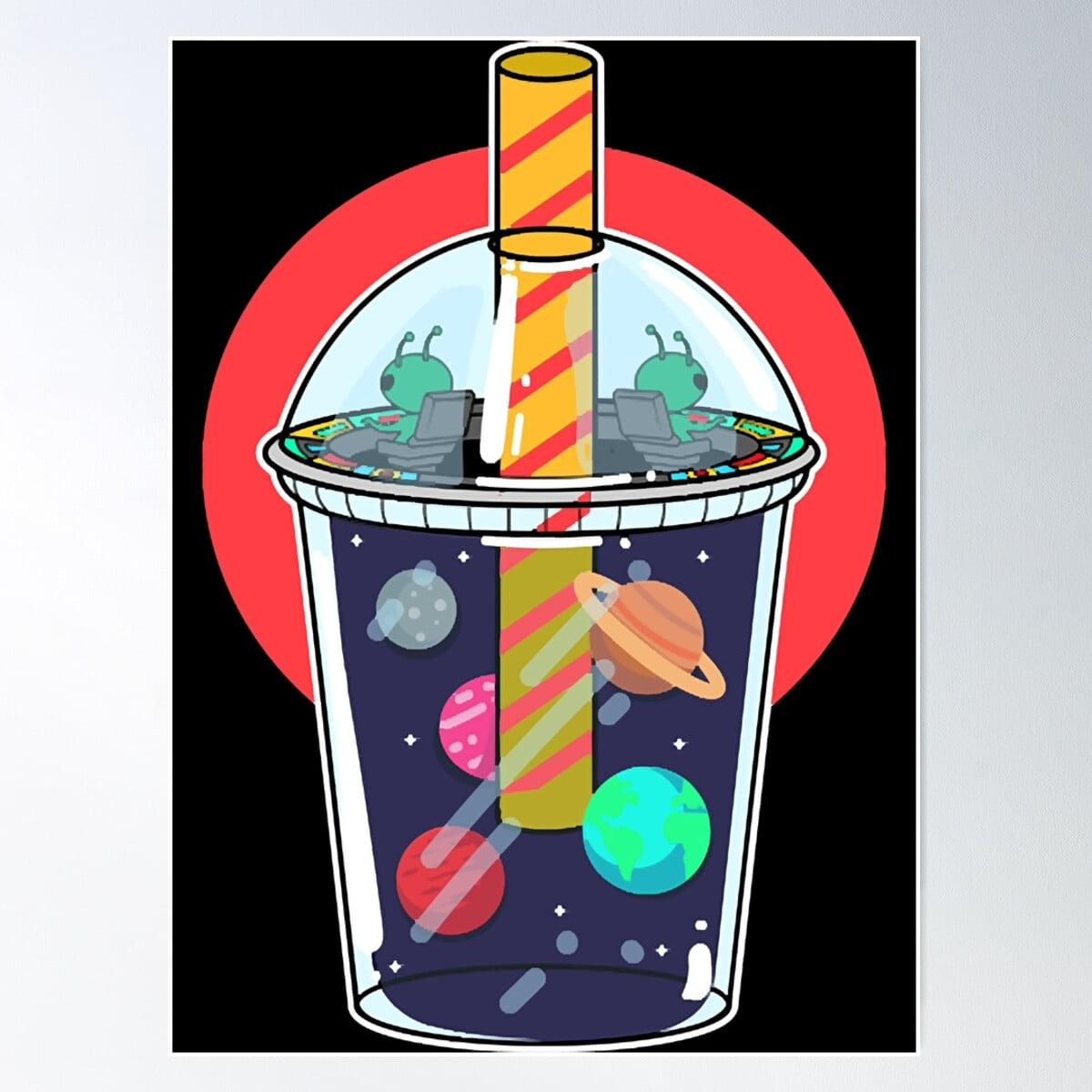 Boba Tea Ufo Boba Tea Boba Milk Tea Ufo Bubble Tea Poster Wall Art ...