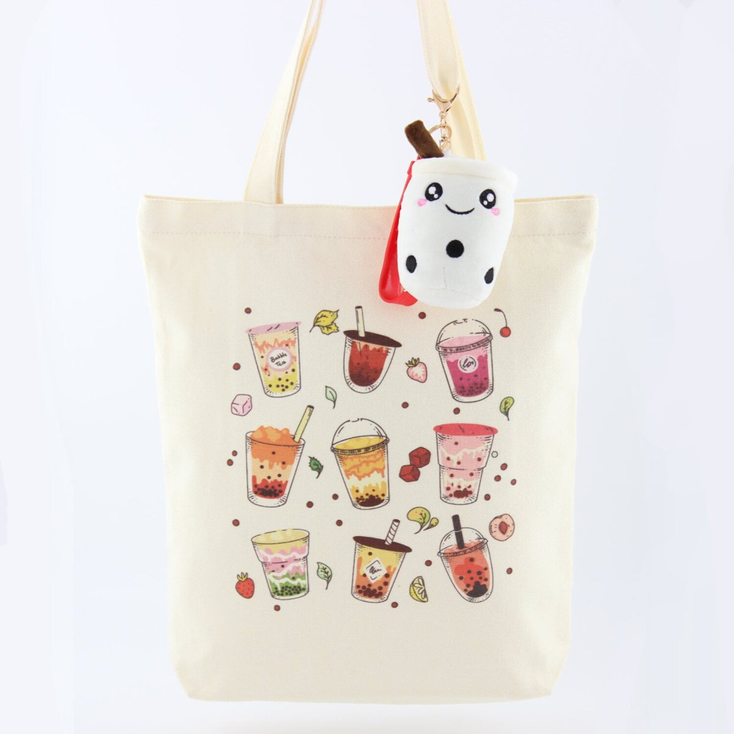 Boba Tote Bag with a Bubble Tea Keychain - Walmart.com