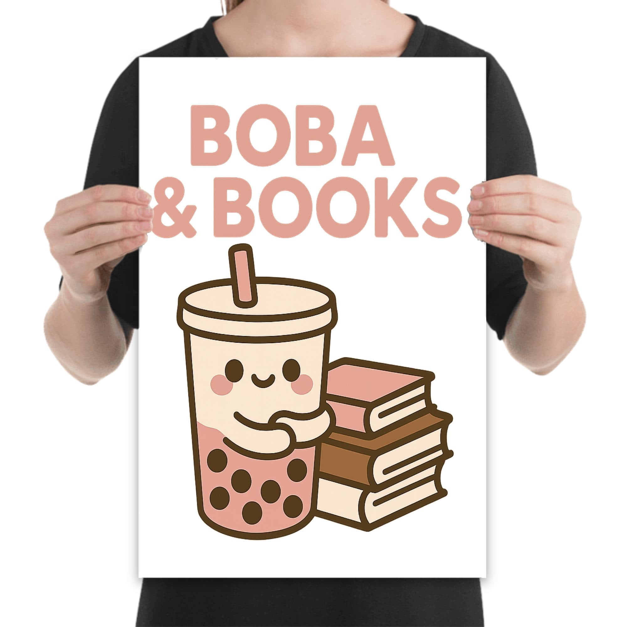 Boba and Books Poster 13x19 Kawaii Bubble Tea Wall Art for Cozy Reading ...