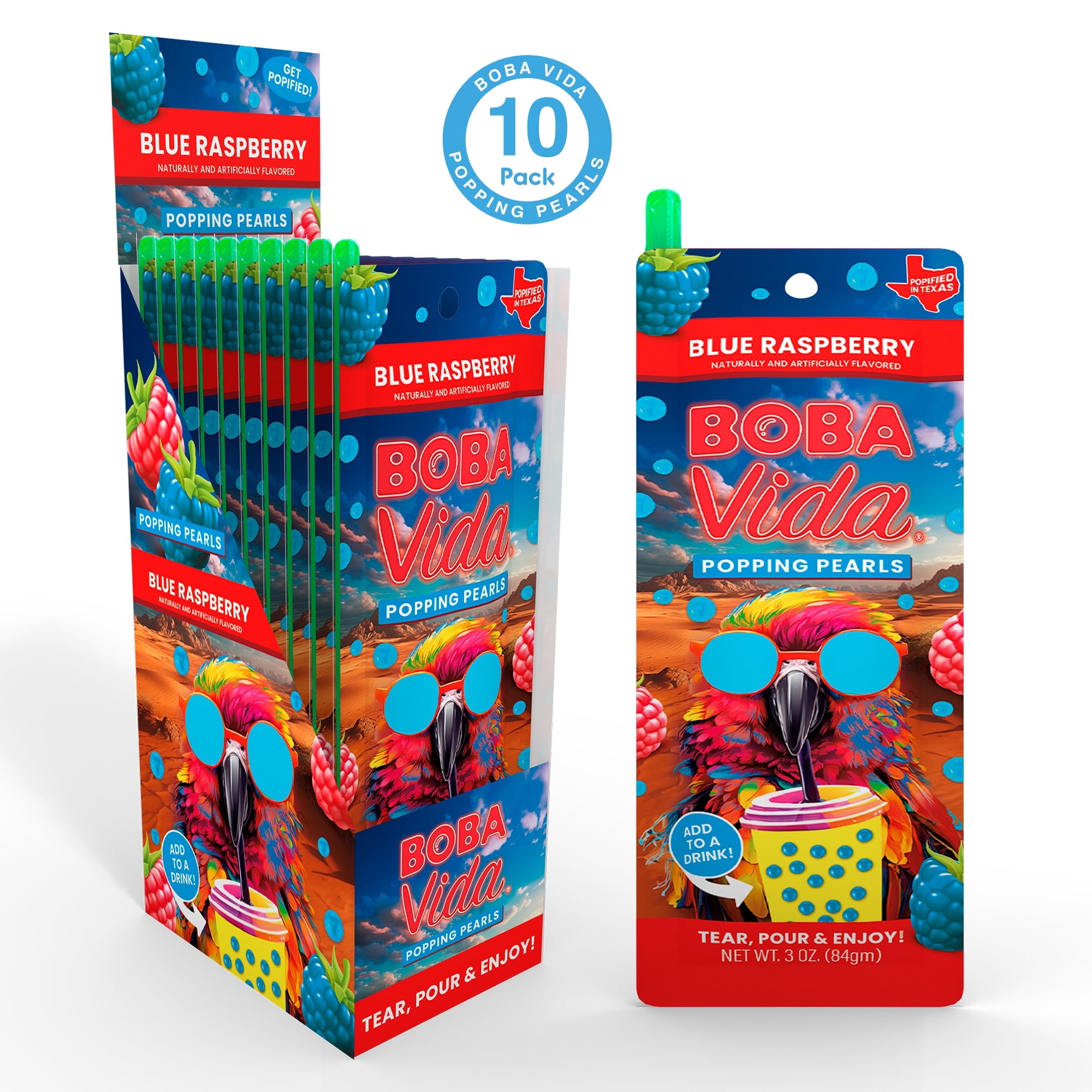 BobaVida Popping Boba Pearls, Blue Raspberry, for Drinks & Dessert ...