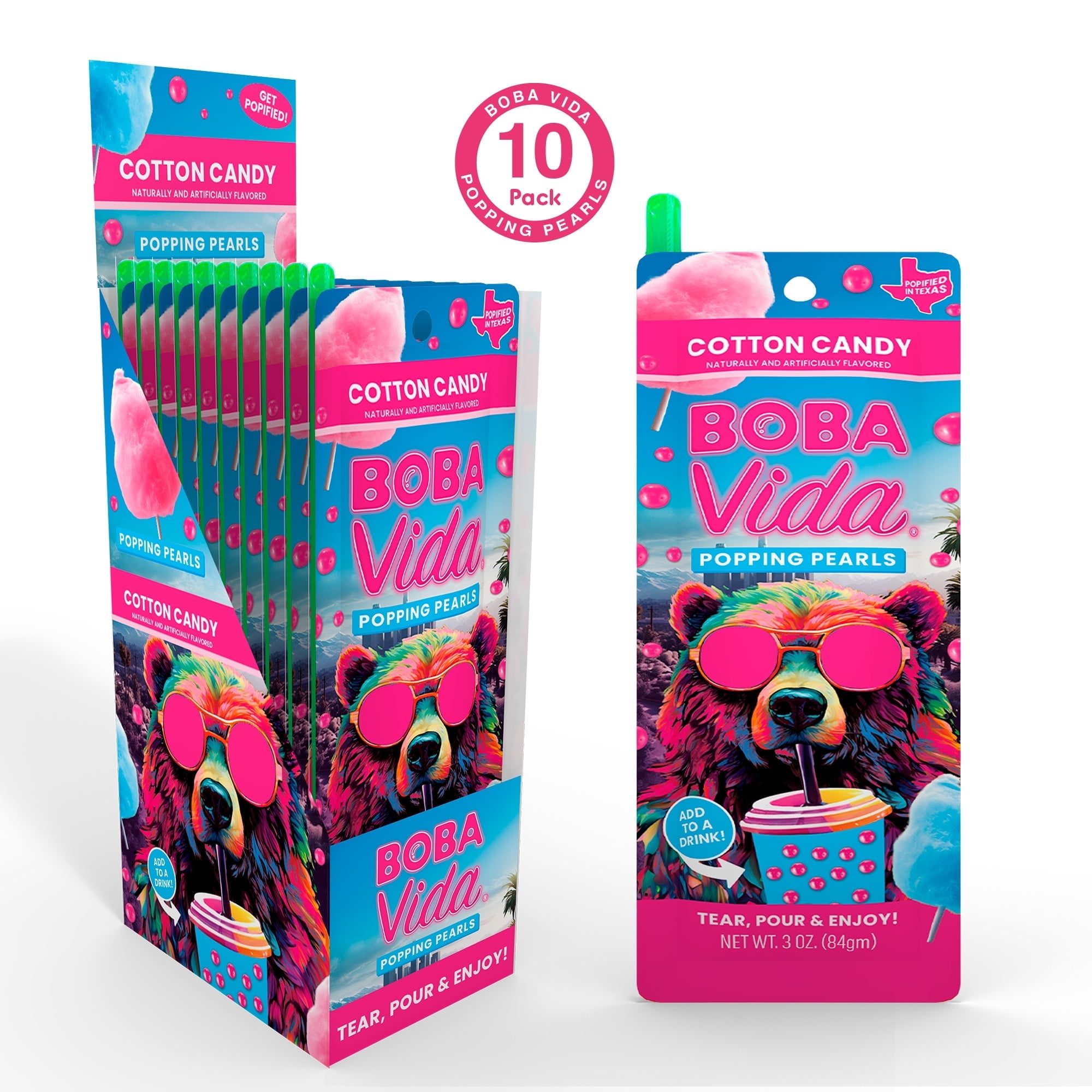 Bobavida Popping Boba Pearls, Cotton Candy Flavor, 10-Pack, 3 Oz, for ...